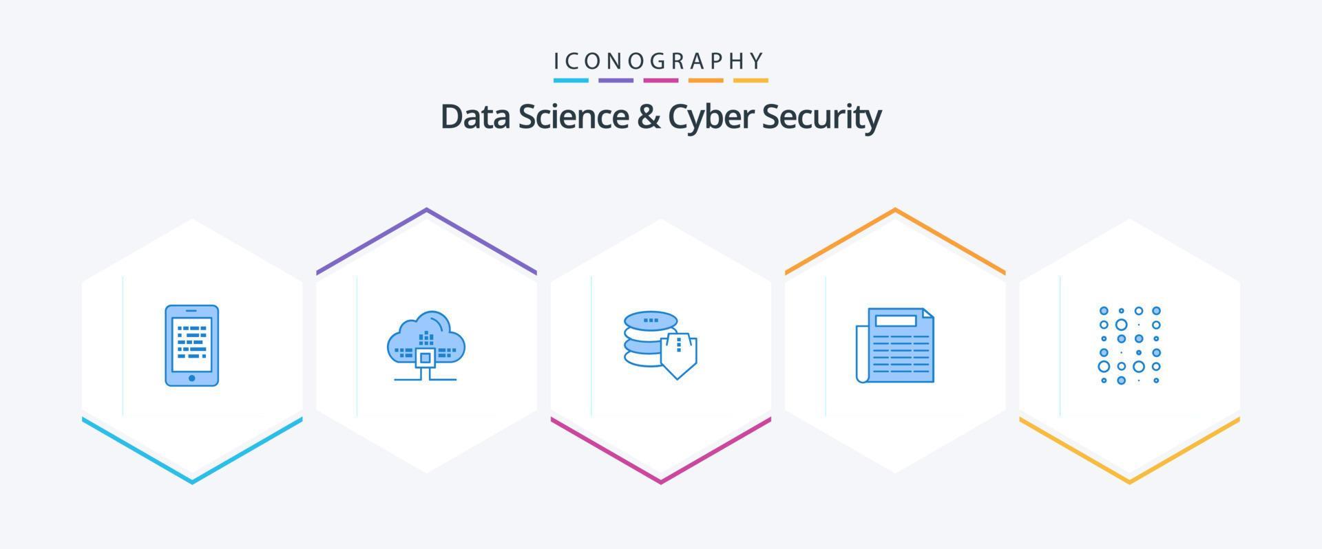 Data Science And Cyber Security 25 Blue Icon Pack Including Data