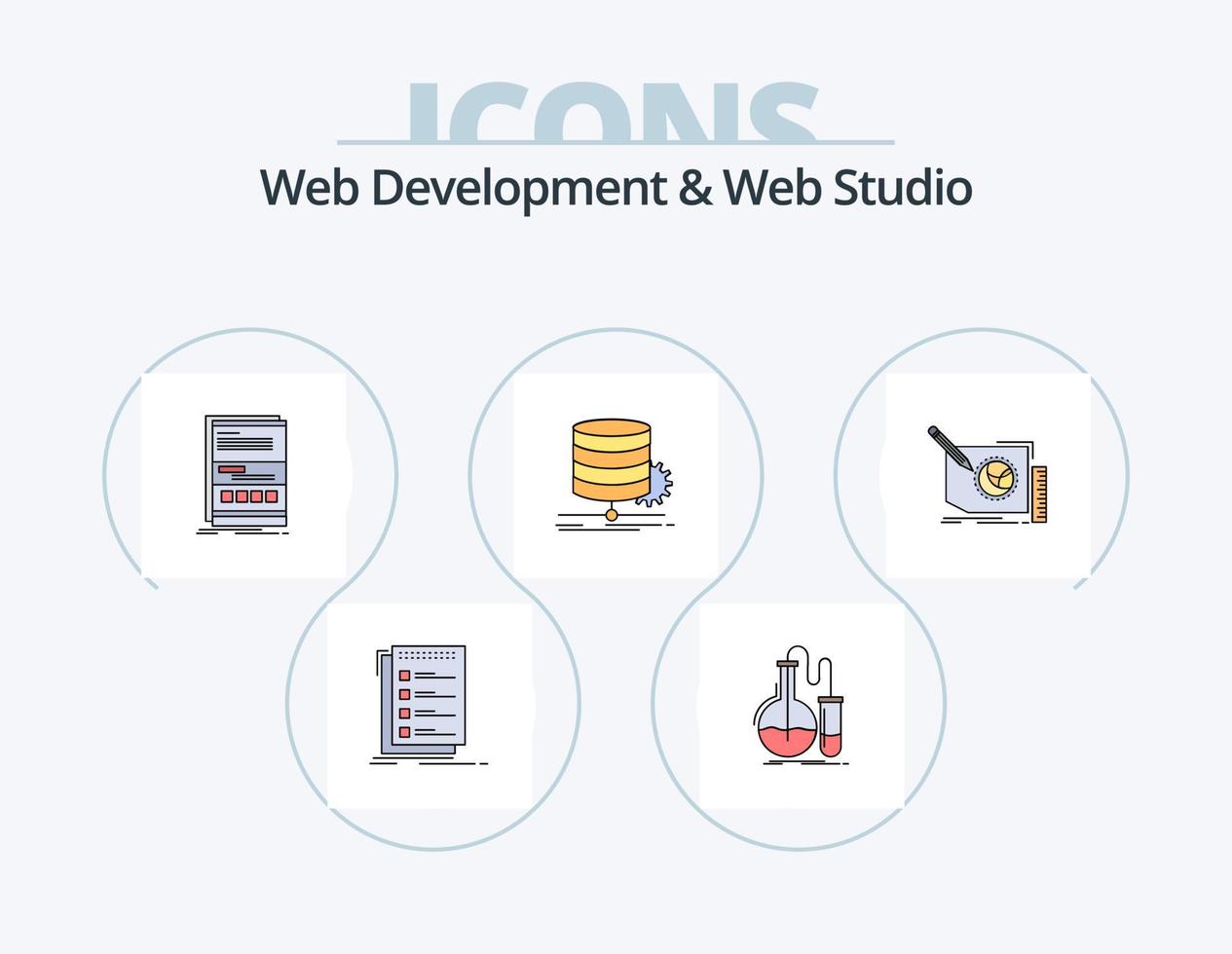 Web Development And Web Studio Line Filled Icon Pack 5 Icon Design. coding. repair. message ...