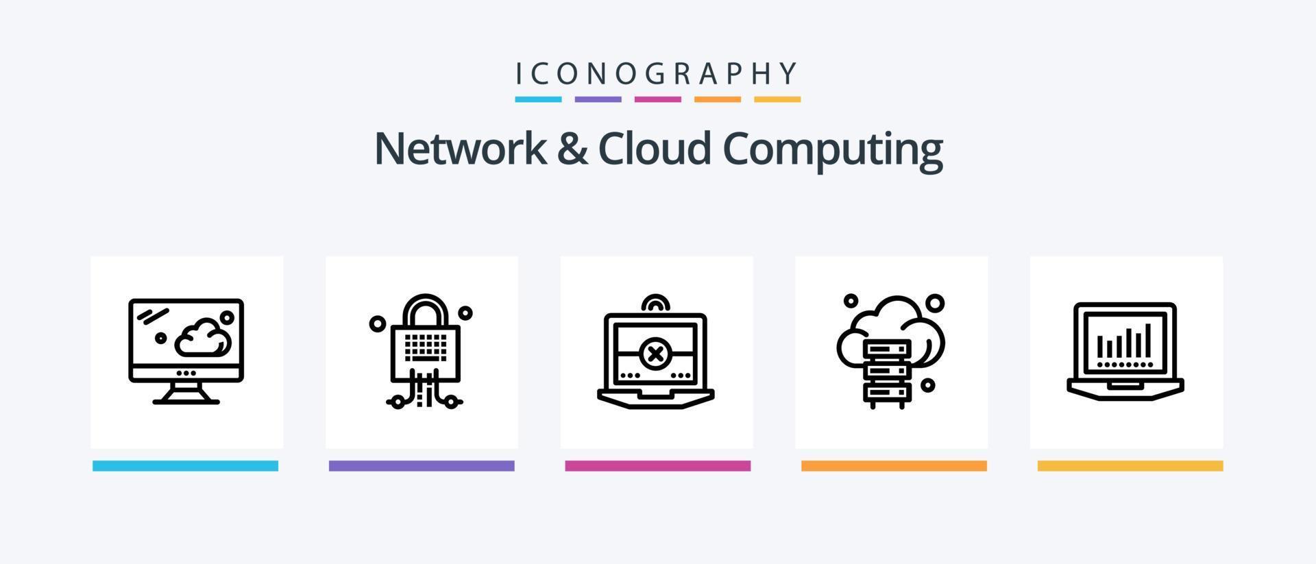 Network And Cloud Computing Line 5 Icon Pack Including Call Storage