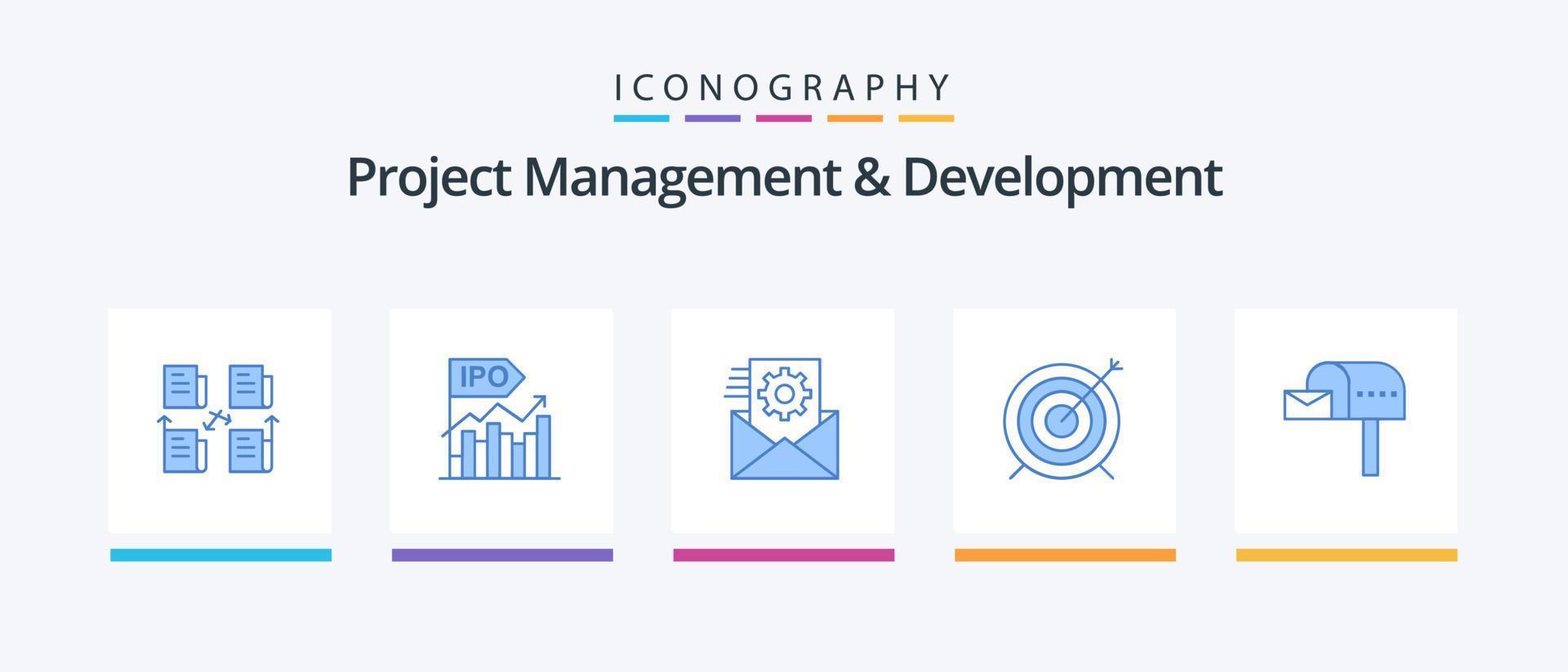 Project Management And Development Blue 5 Icon Pack Including goal. target. modern. integration ...