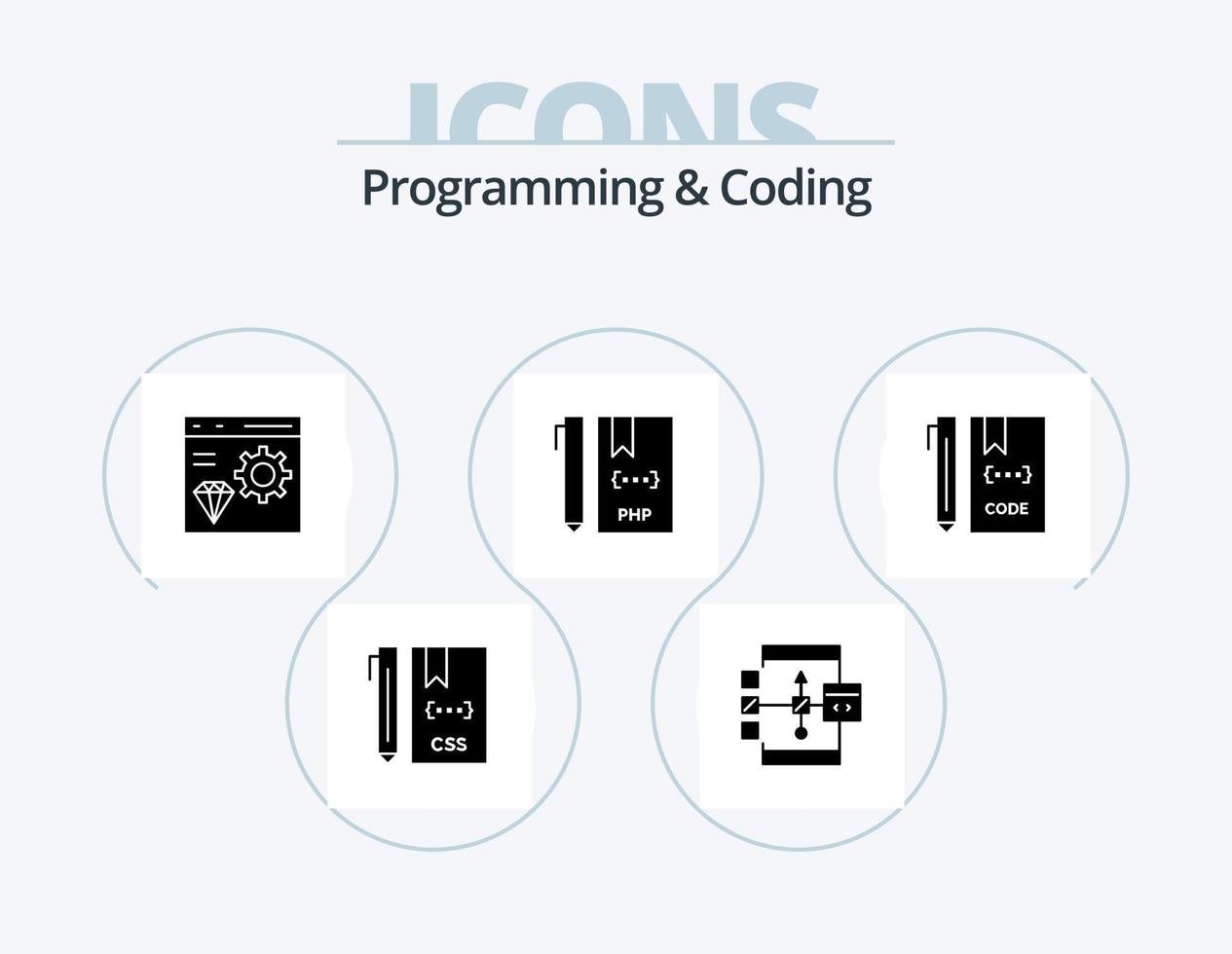 Programming And Coding Glyph Icon Pack 5 Icon Design Development Coding Development
