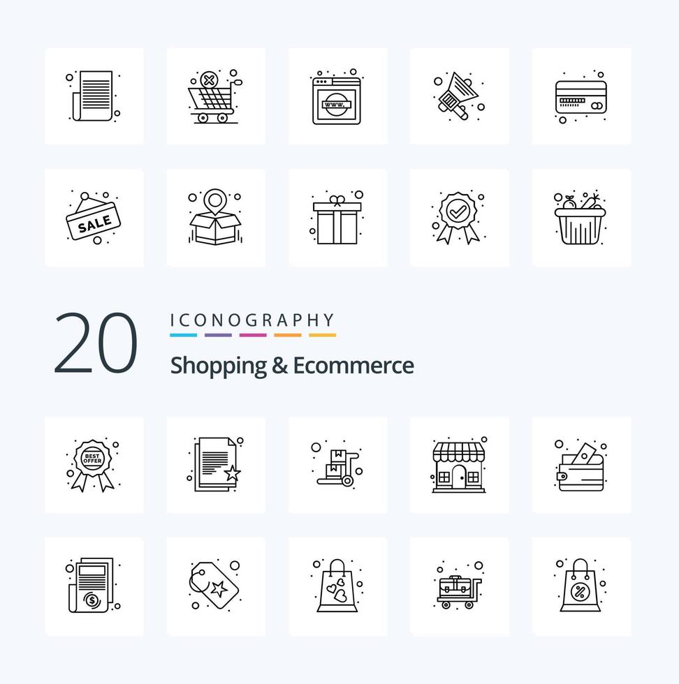 20 Shopping Ecommerce Line icon Pack like store outlet wish list ...