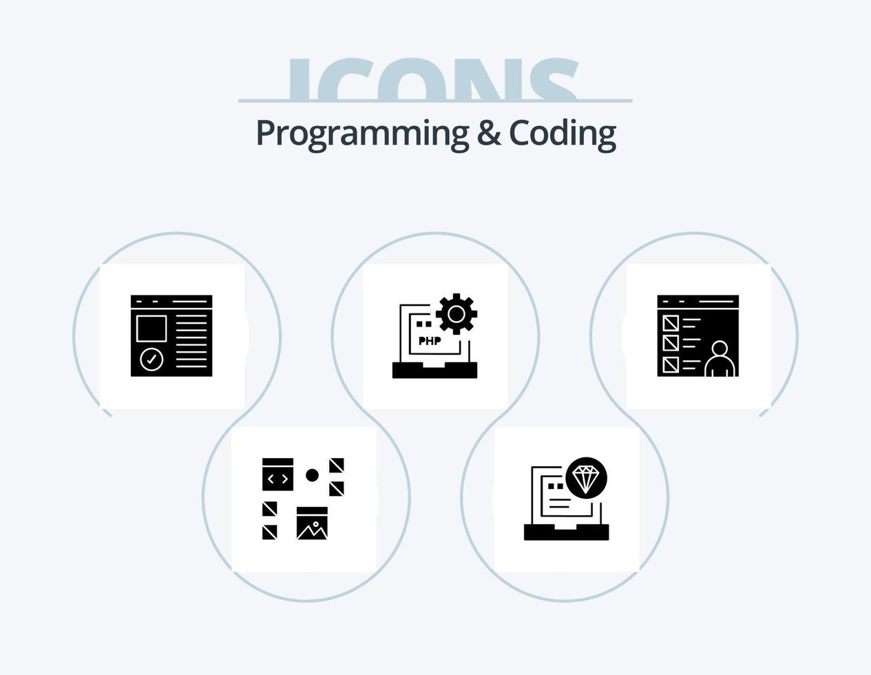 Programming And Coding Glyph Icon Pack 5 Icon Design Develop Code Coding Page Develop