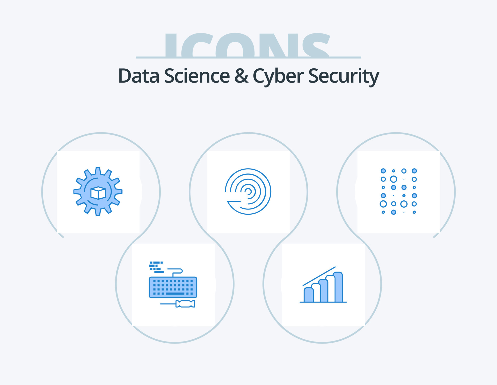 Data Science And Cyber Security Blue Icon Pack 5 Icon Design Data Scince Atoumated