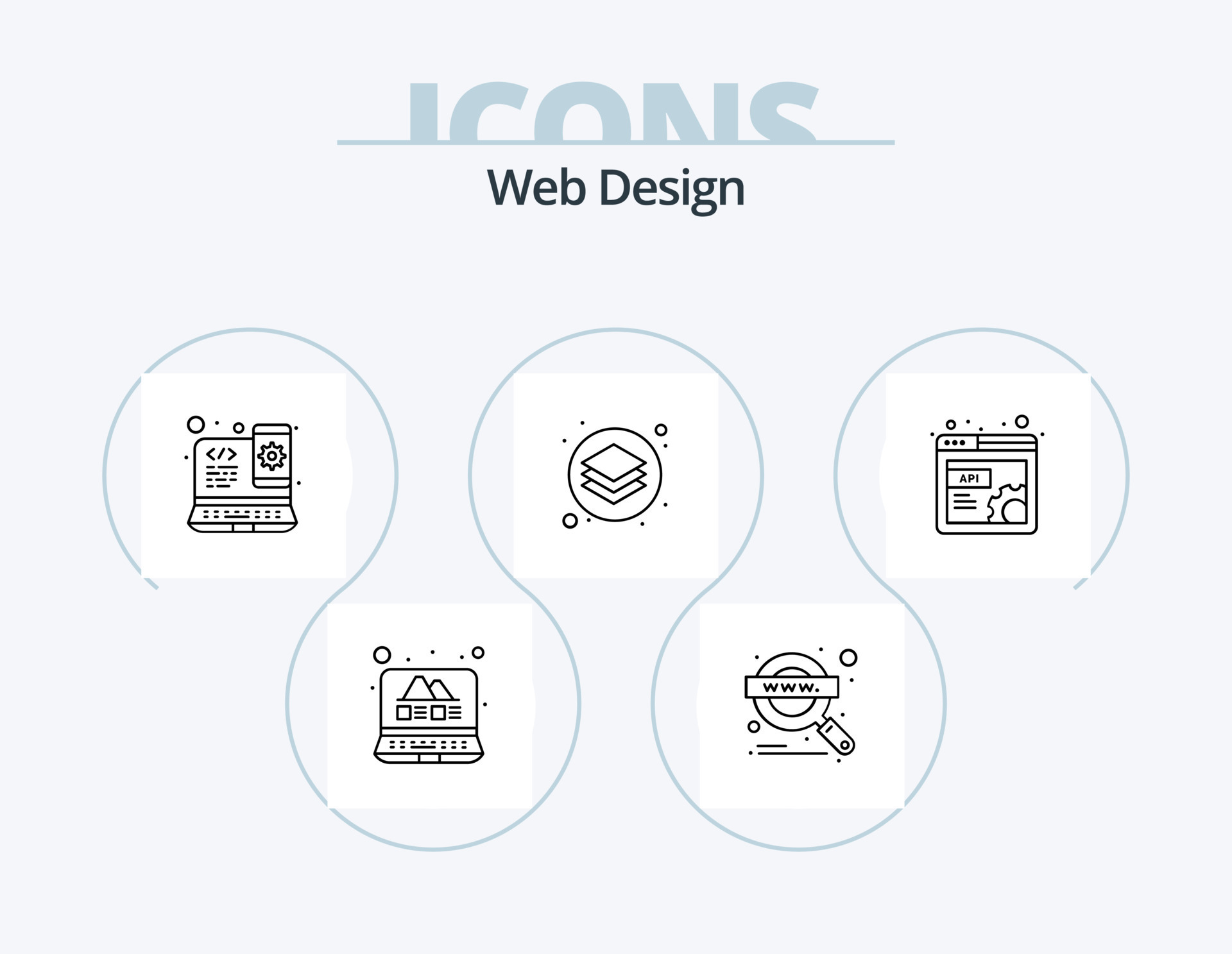 Web Design Line Icon Pack 5 Icon Design Protection Layout Design Web Design 19215702 Vector