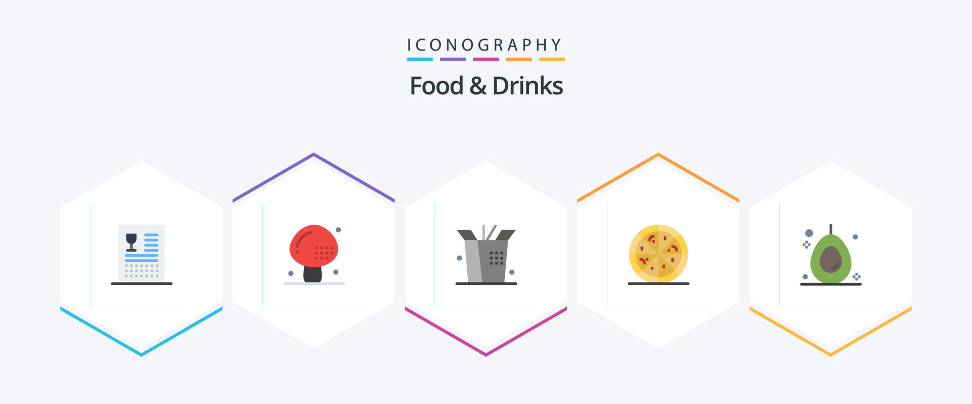 Food and Drinks 25 Flat icon pack including . food. meal. avocado. fast ...