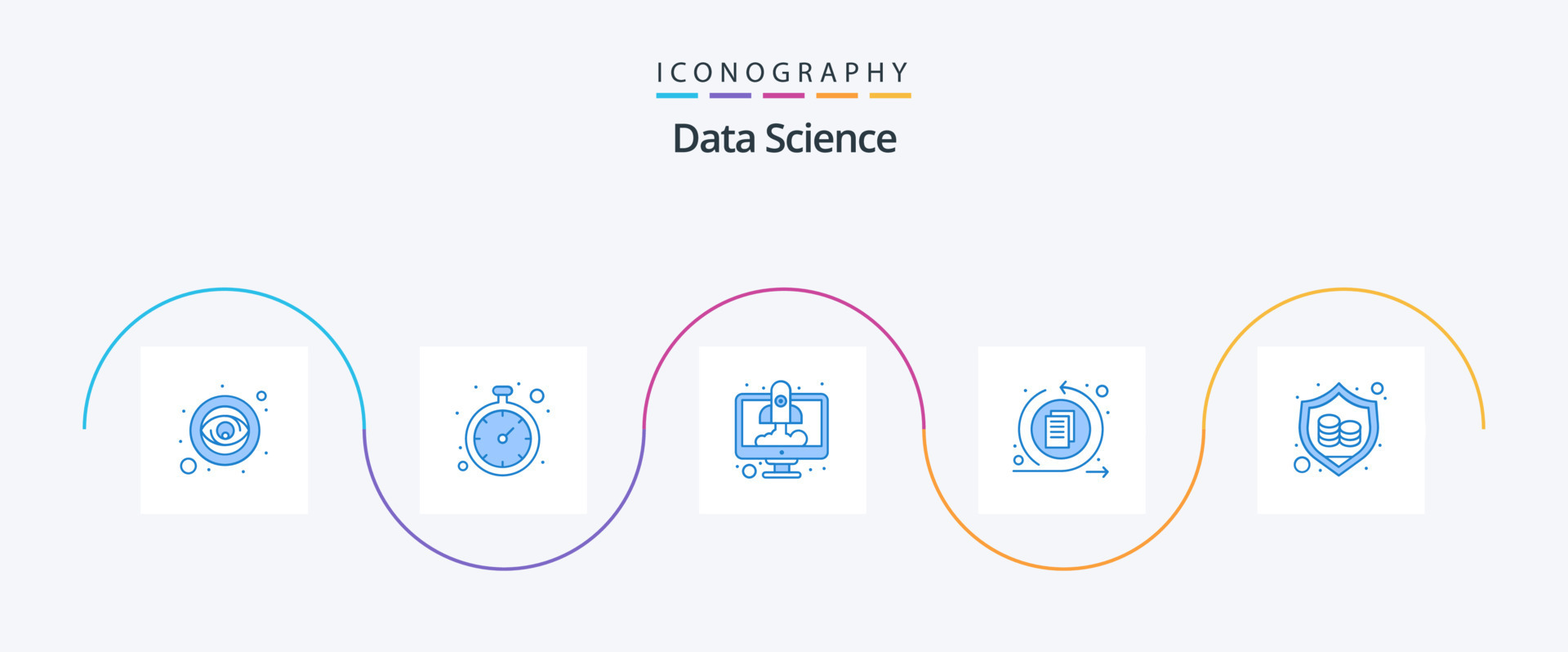 paquete de iconos azul 5 de ciencia de datos que incluye escudo ...