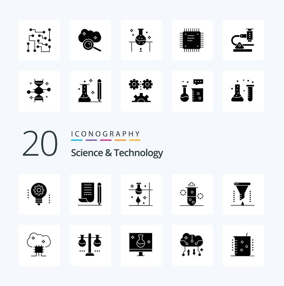 20 paquete de iconos de glifos sólidos de ciencia y tecnología como ... 20 paquete de iconos de glifos sólidos de ciencia y tecnología como ...
