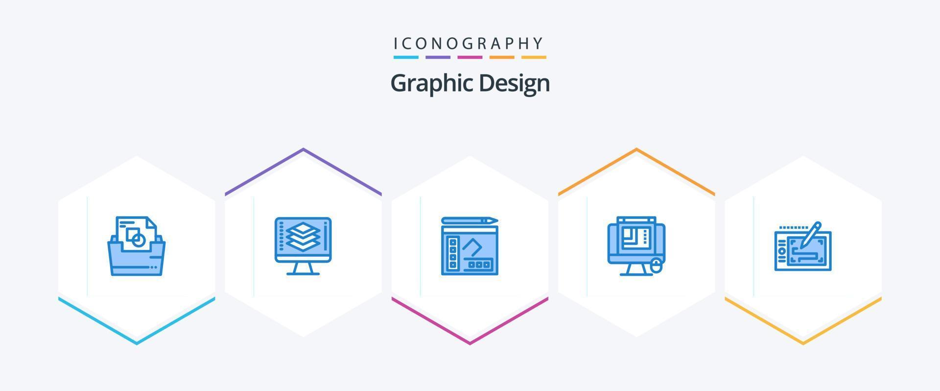 Graphic Design 25 Blue Icon Pack Including Mobile Web Layout Book