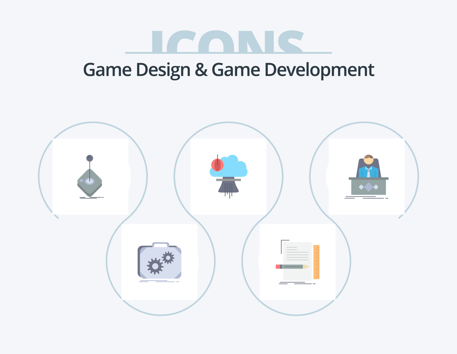 Game Design And Game Development Flat Icon Pack 5 Icon Design. nuclear ...