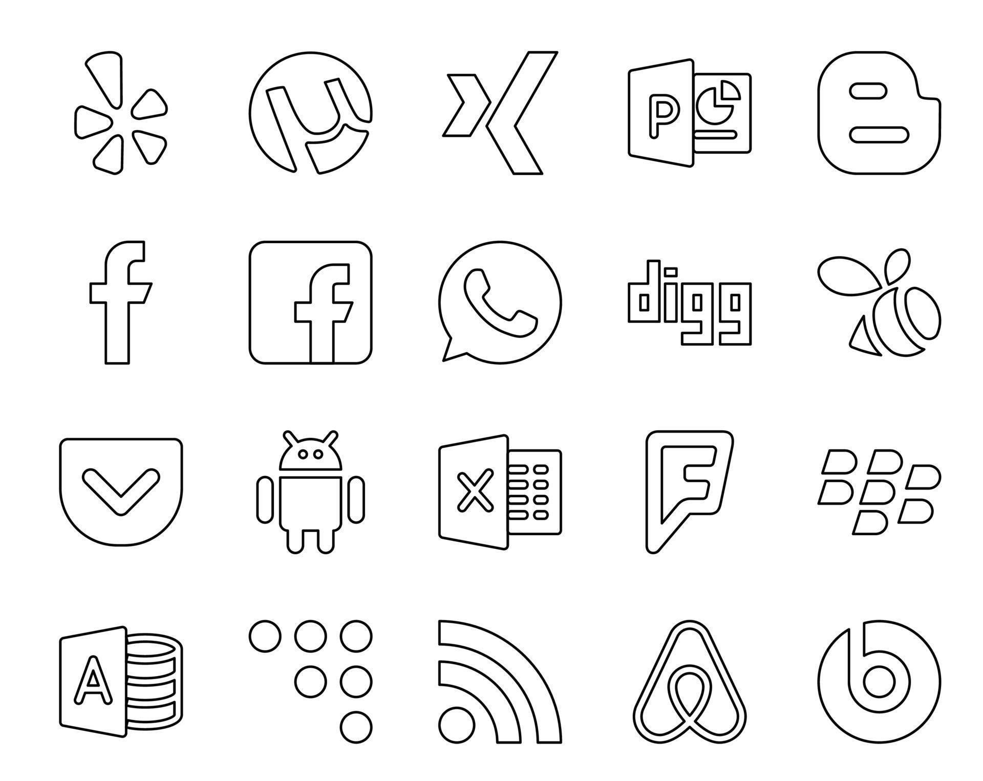 20 Social Media Icon Pack Including Air Bnb Coderwall Swarm Microsoft