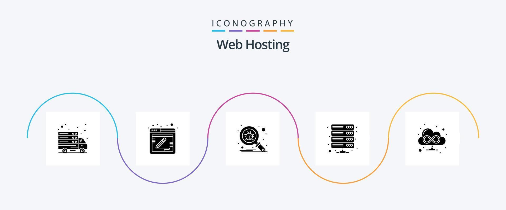 Web Hosting Glyph 5 Icon Pack Including browser. storage. bug. server. data 19217454 Vector Art ...