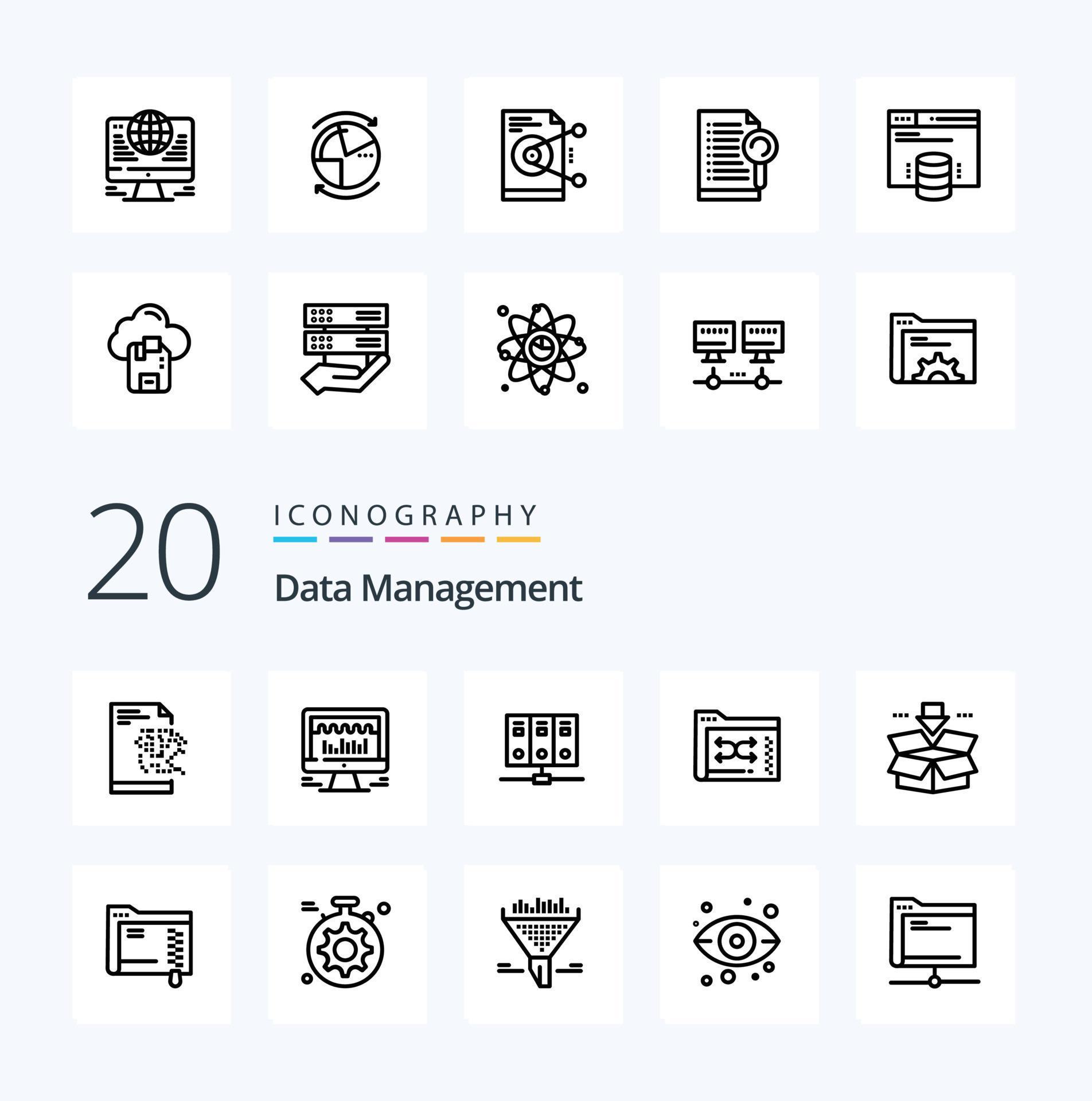 20 Data Management Line icon Pack like files backup graph server ...