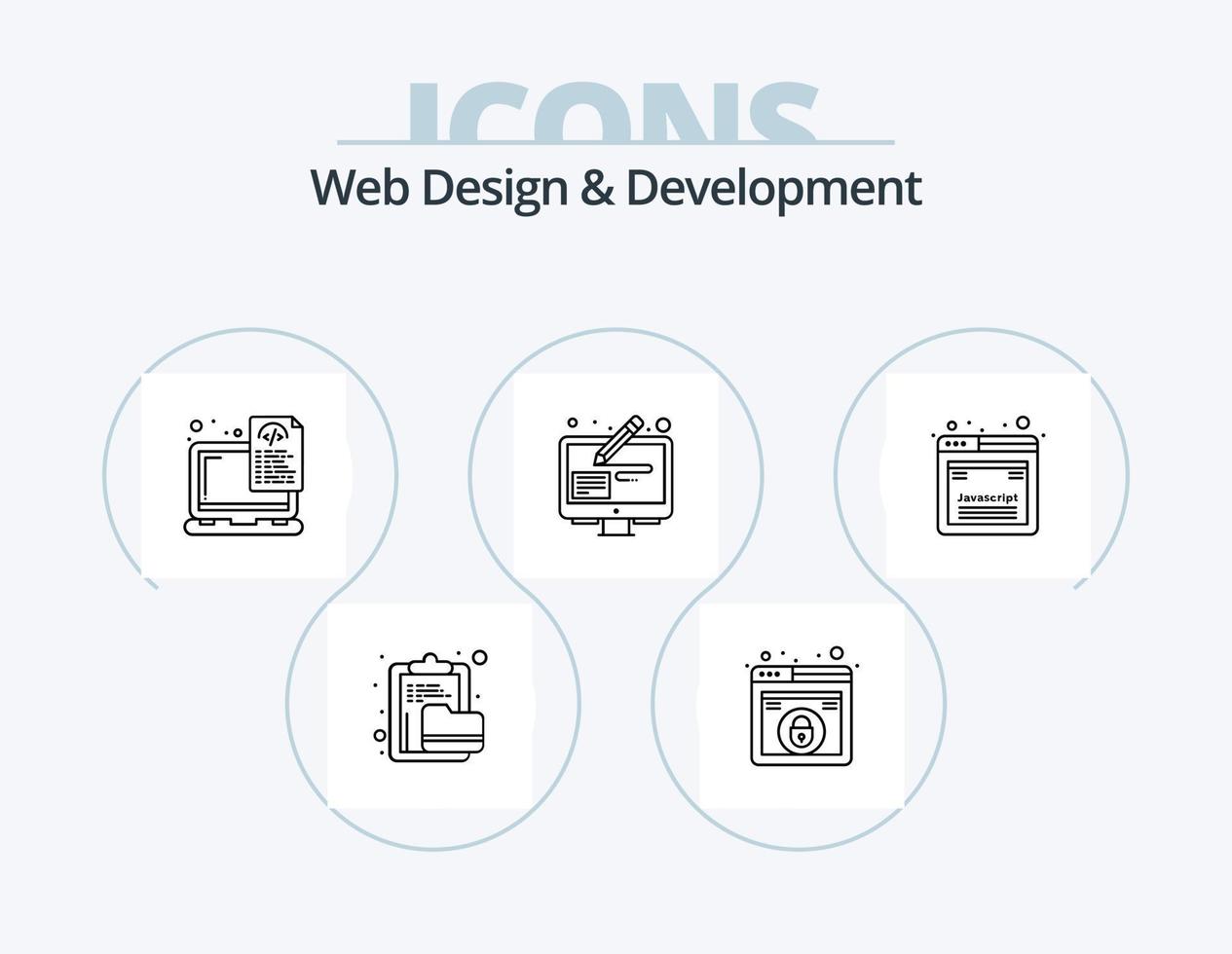 Web Design And Development Line Icon Pack 5 Icon Design Lock Programming Gear Script Api