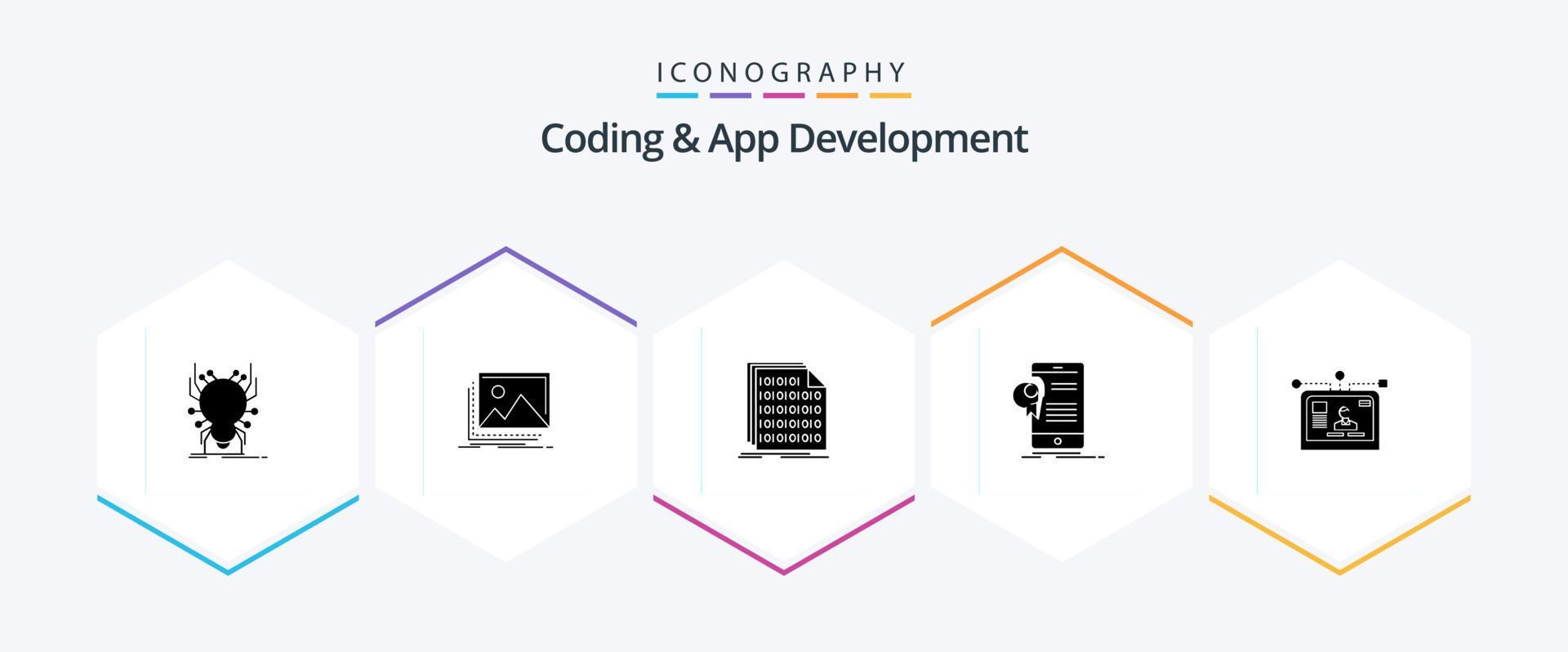 Coding And App Development 25 Glyph icon pack including app ...