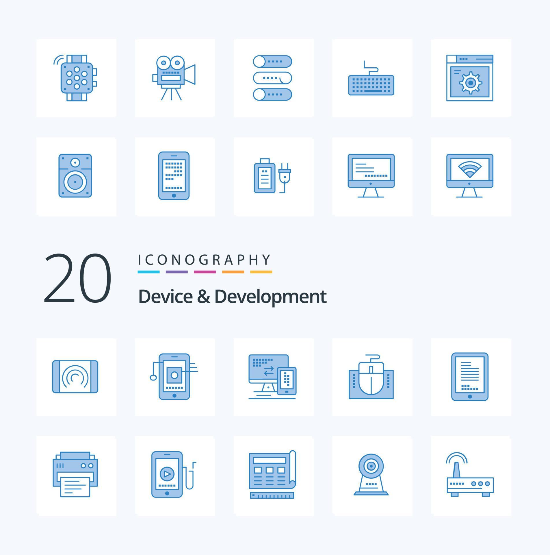 20 Device And Development Blue Color Icon Pack Like Coding Education Computer Hardware Mouse