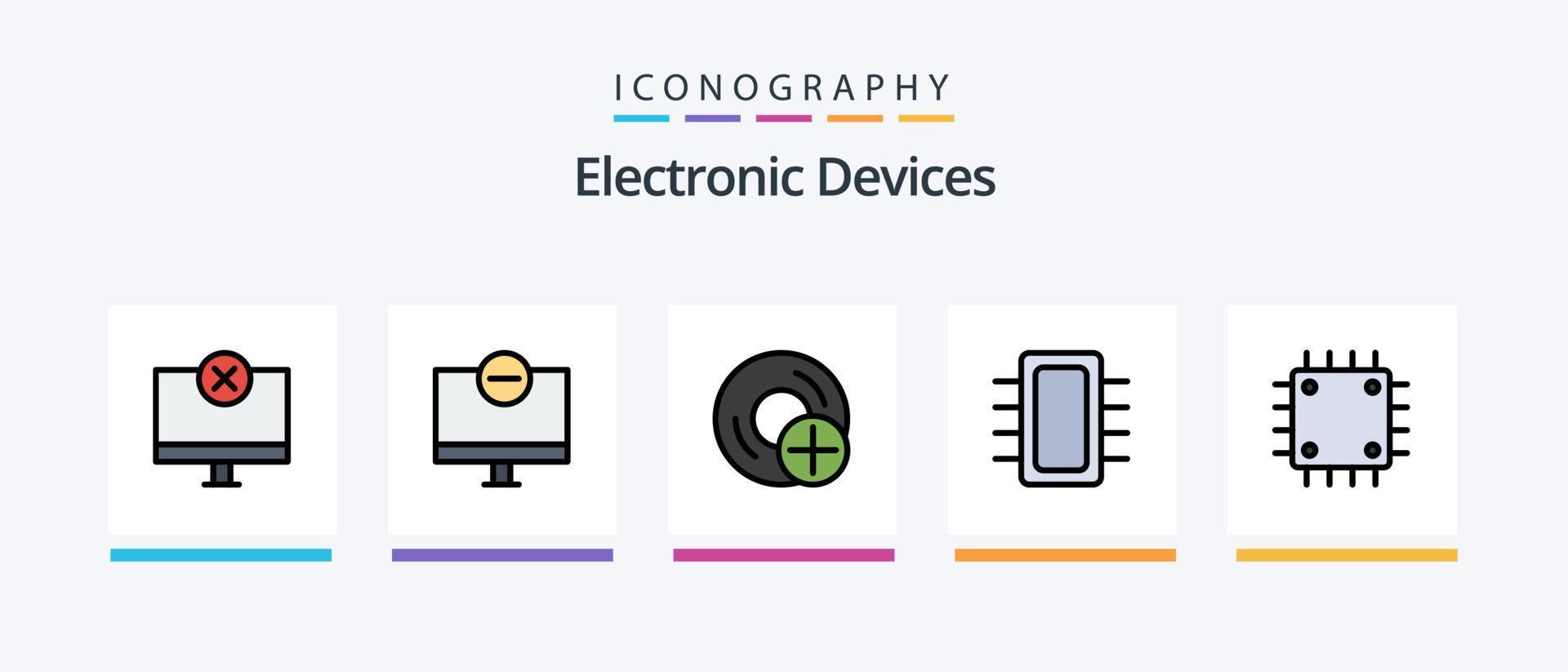 Devices Line Filled 5 Icon Pack Including gadget. desktop. printer. computers. gadget. Creative ...