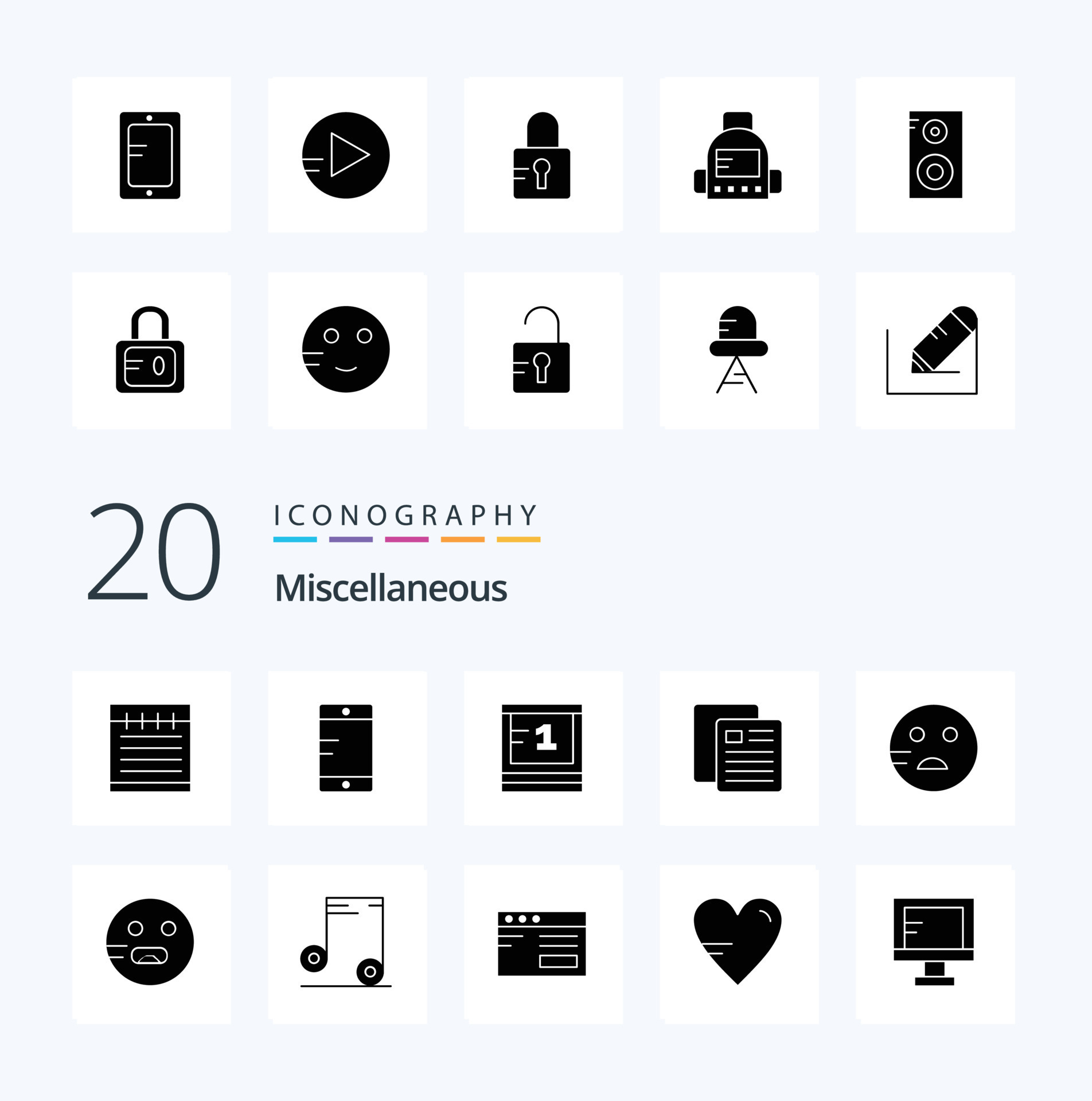 20 Miscellaneous Solid Glyph Icon Pack Like Emojis Emojis Education Sad