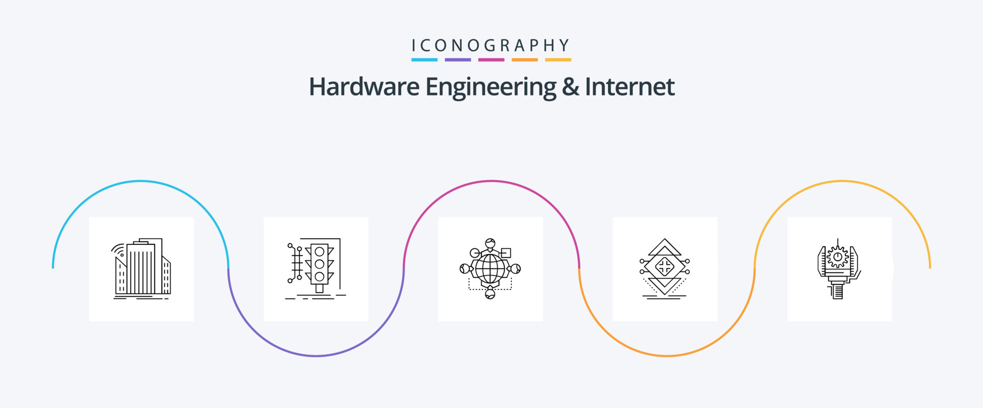 Hardware Engineering And Internet Line 5 Icon Pack Including Infrastructure Computing Smart