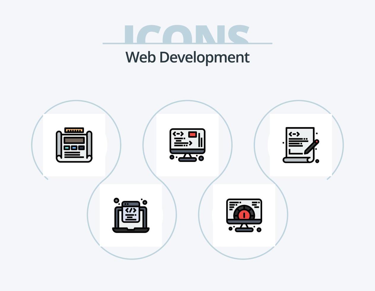 Web Development Line Filled Icon Pack 5 Icon Design Development Chip Blueprint Web