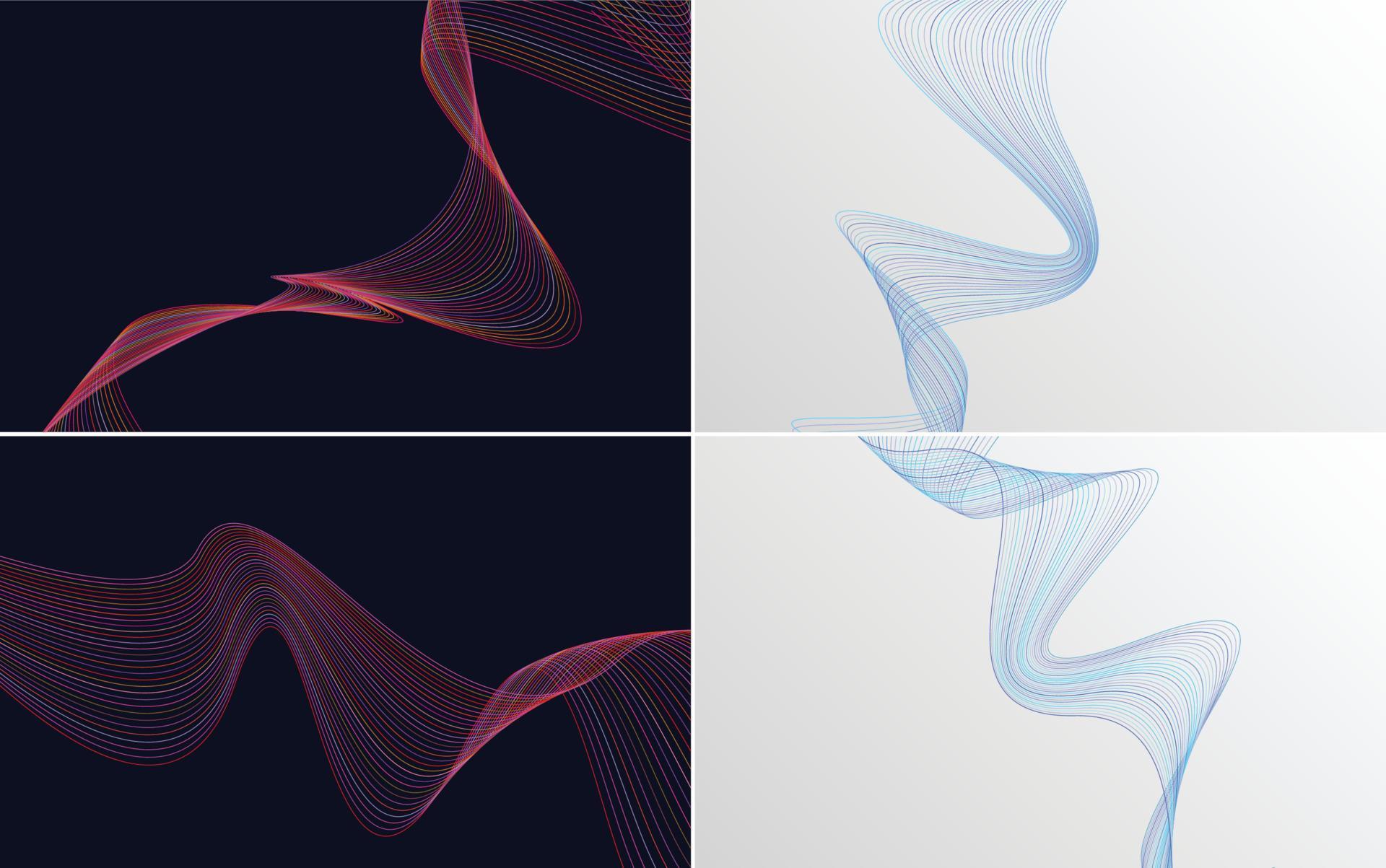 Add depth to your designs with this set of 4 geometric wave pattern ...