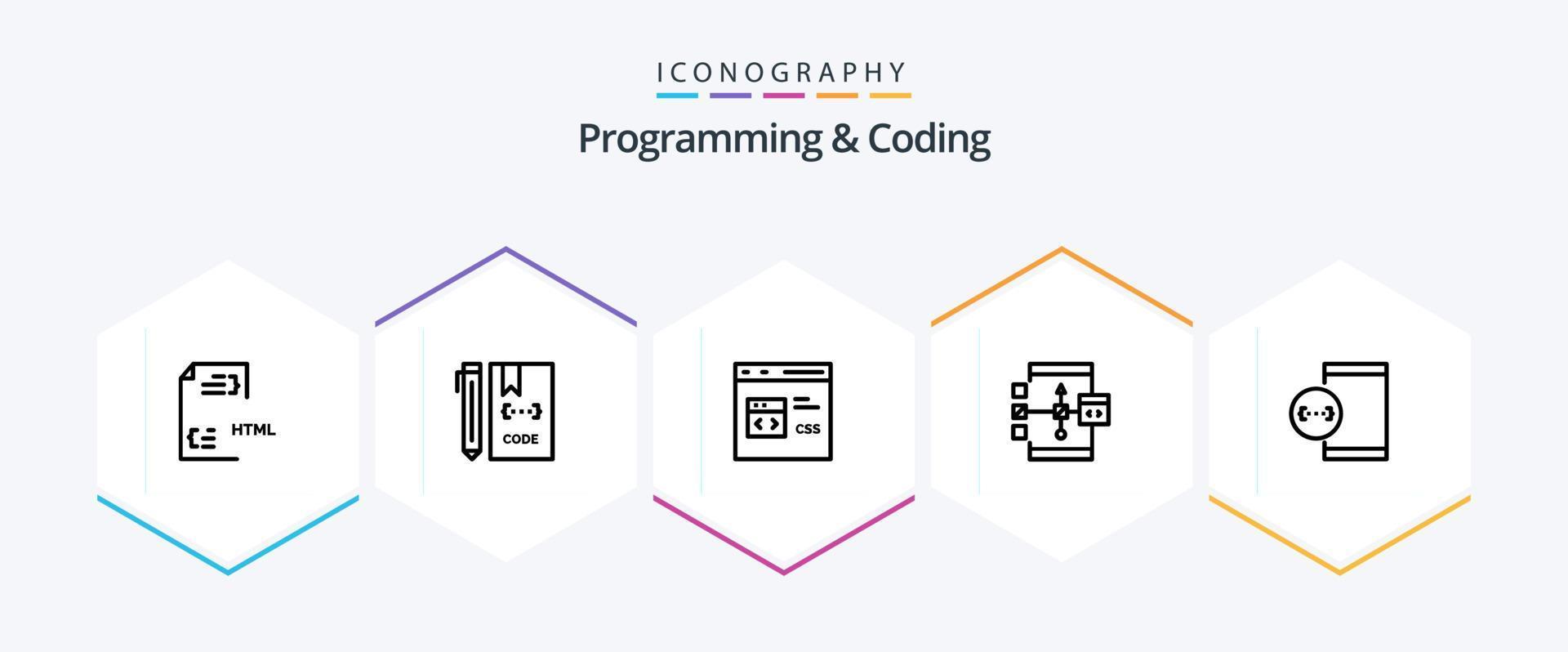 Programming And Coding 25 Line Icon Pack Including Develop App Development Development Css