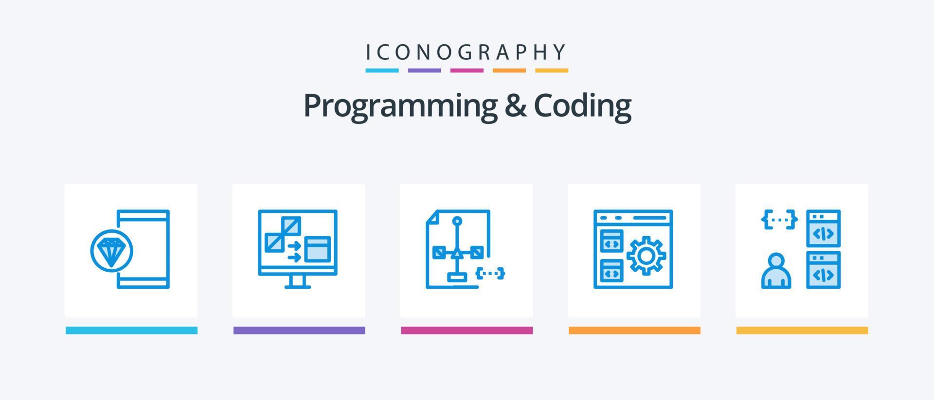 Programming And Coding Blue 5 Icon Pack Including Develop App Develop File Development