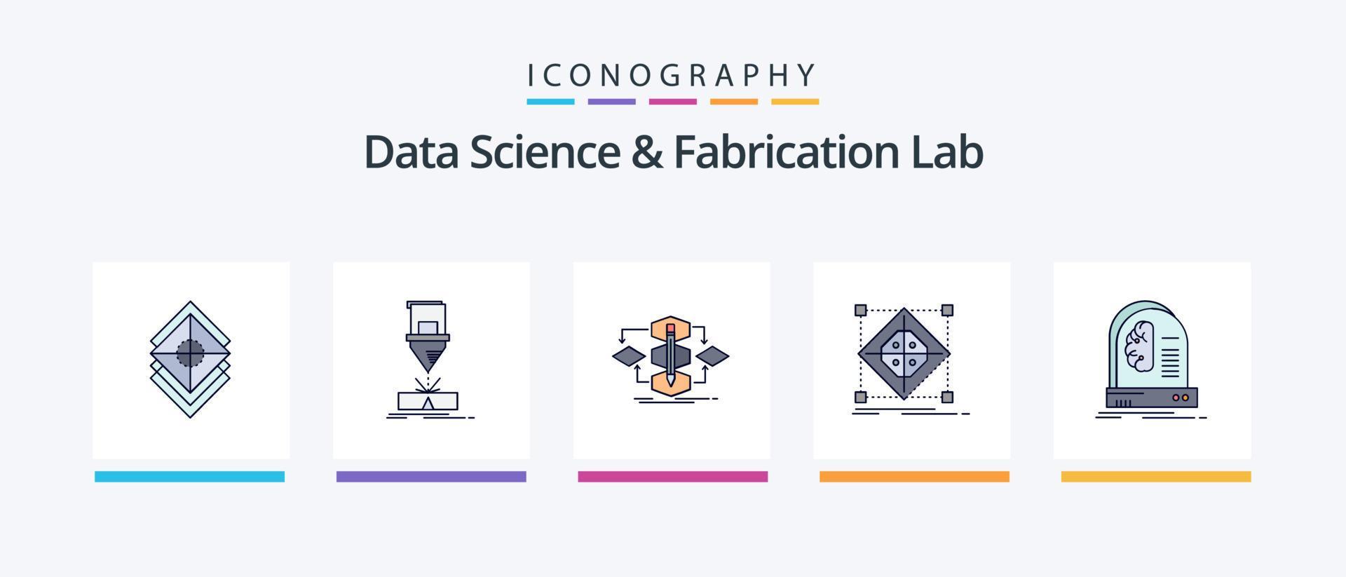 Data Science And Fabrication Lab Line Filled 5 Icon Pack Including mobile. data. laboratory ...