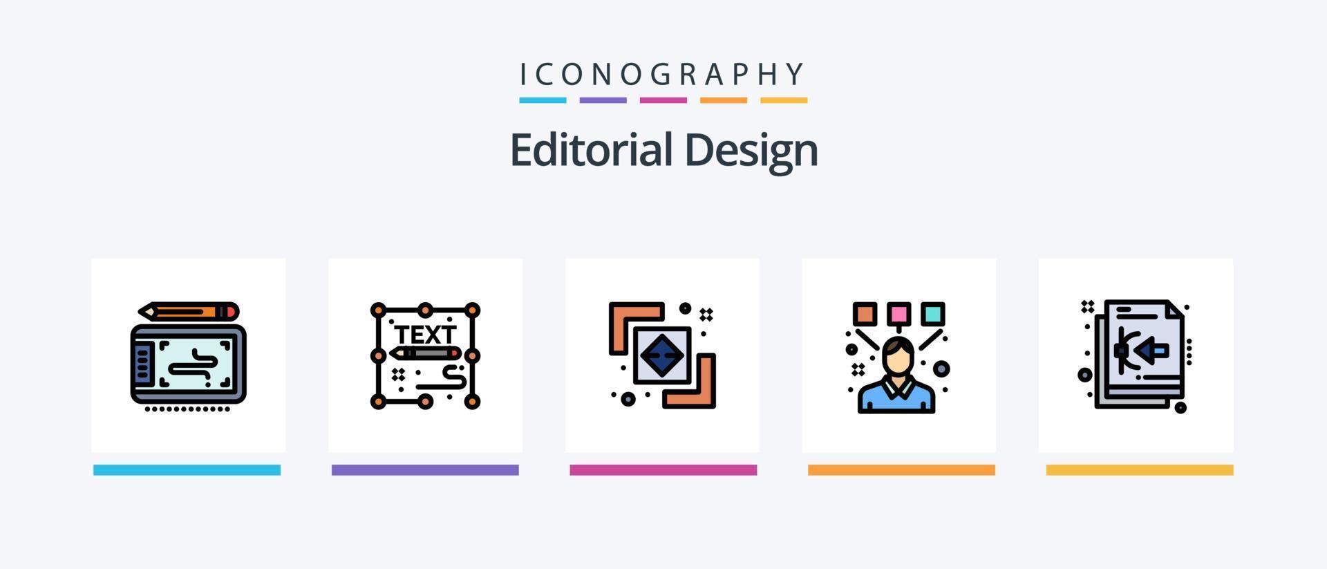 Editorial Design Line Filled 5 Icon Pack Including idea. computer. file type. art. tool ...