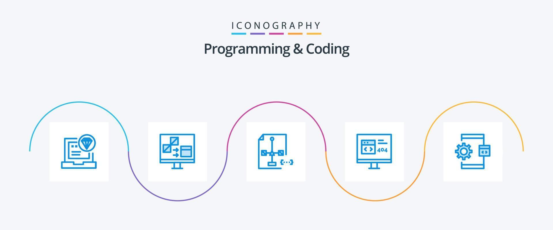 Programming And Coding Blue 5 Icon Pack Including Develop App Develop File Development