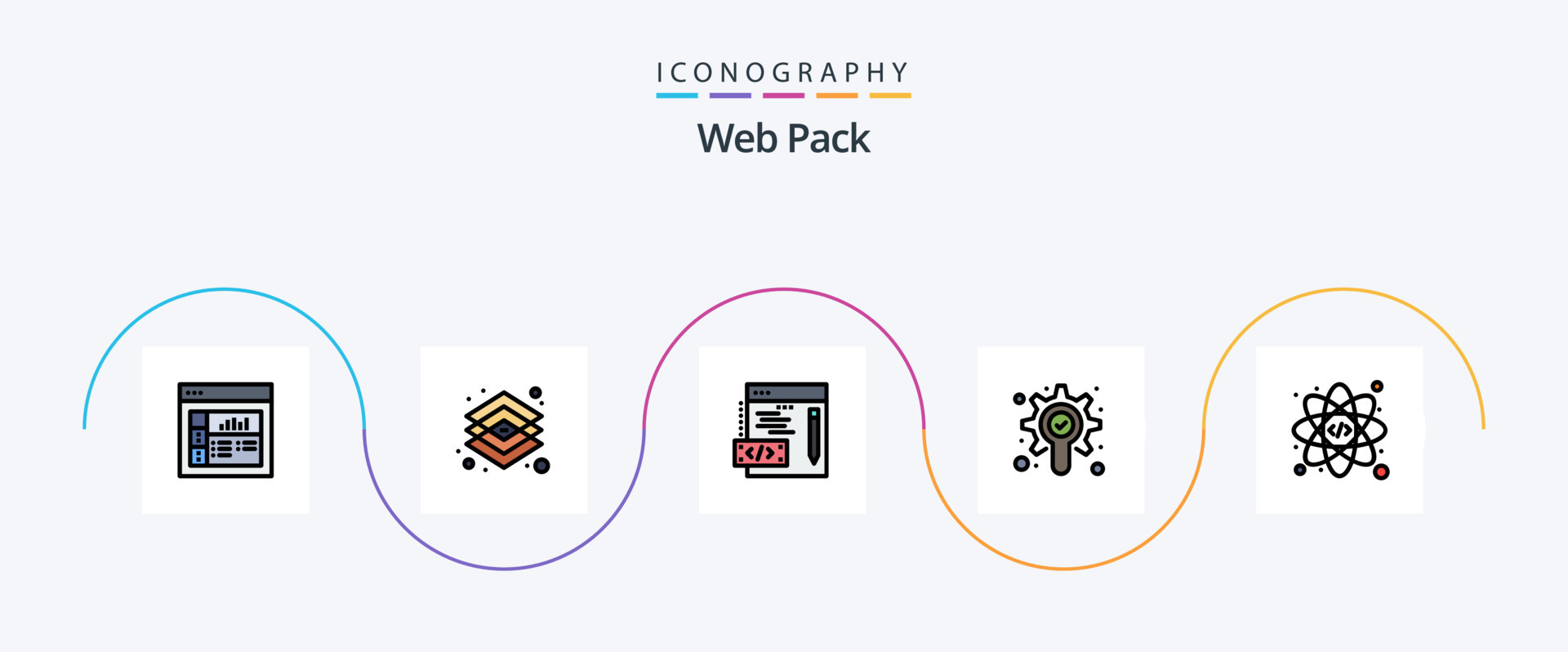 Web Pack Line Filled Flat 5 Icon Pack Including . atom. coding. web. gear 19221919 Vector Art at ...