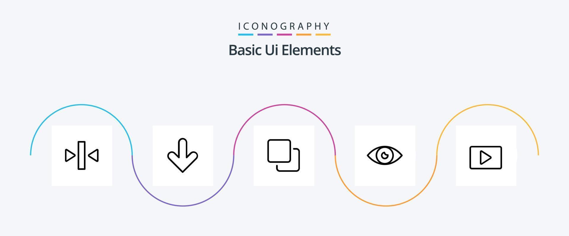 Basic Ui Elements Line 5 Icon Pack Including youtube. eye. four. design. app 19221959 Vector Art ...