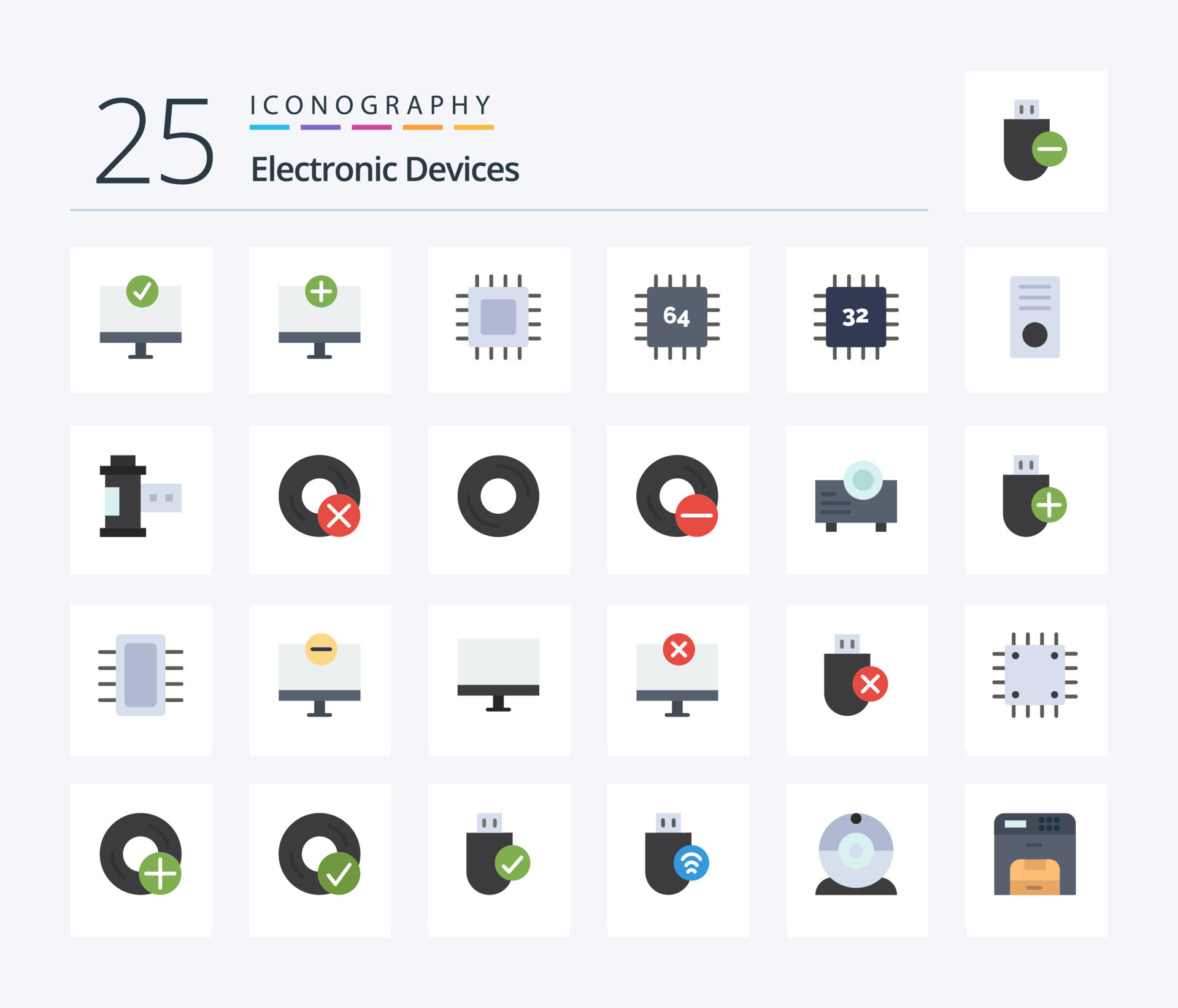 Devices 25 Flat Color icon pack including devices. computers. gadget ...