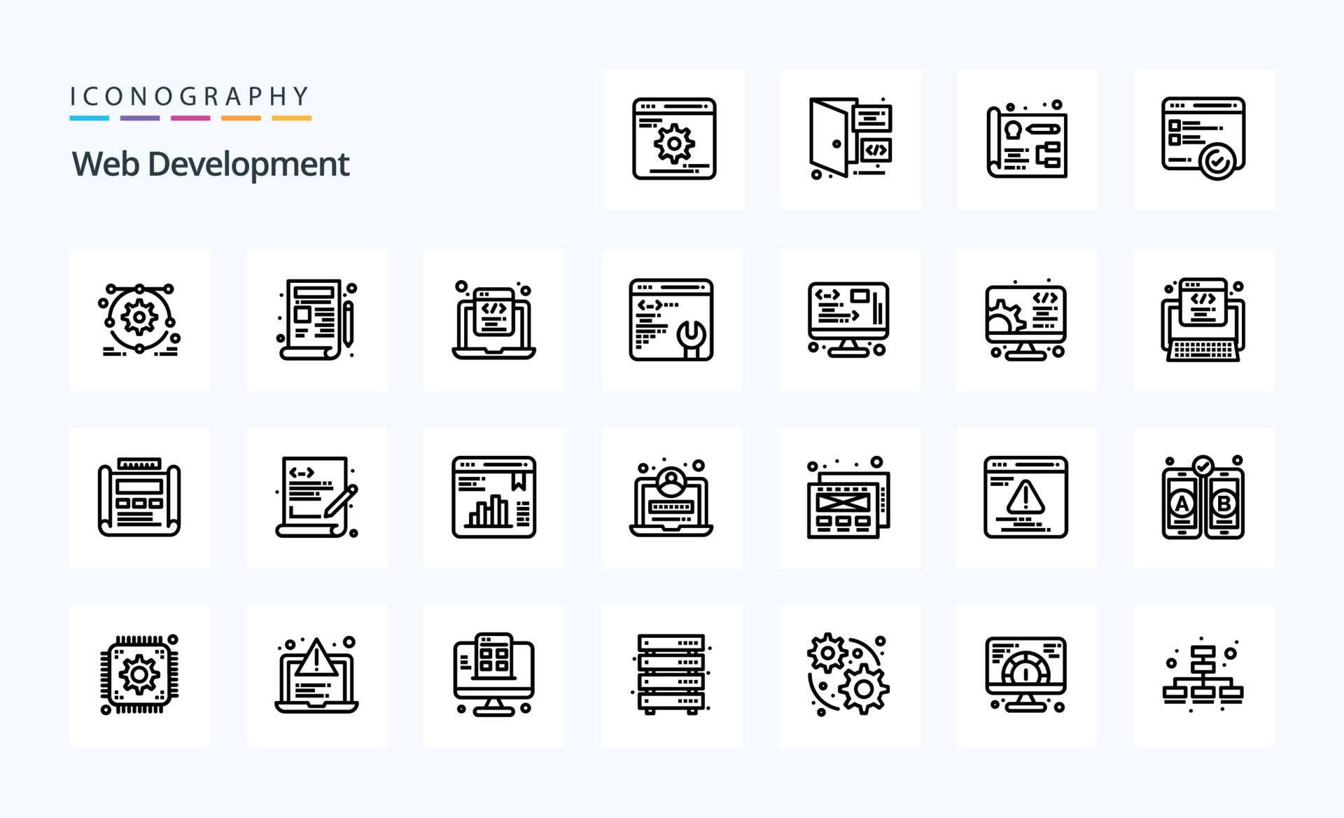 25 Web Development Line icon pack 19222449 Vector Art at Vecteezy