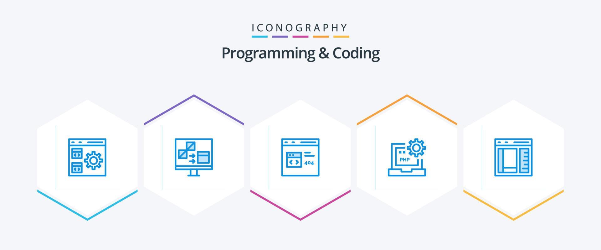 Programming And Coding 25 Blue Icon Pack Including Develop Code