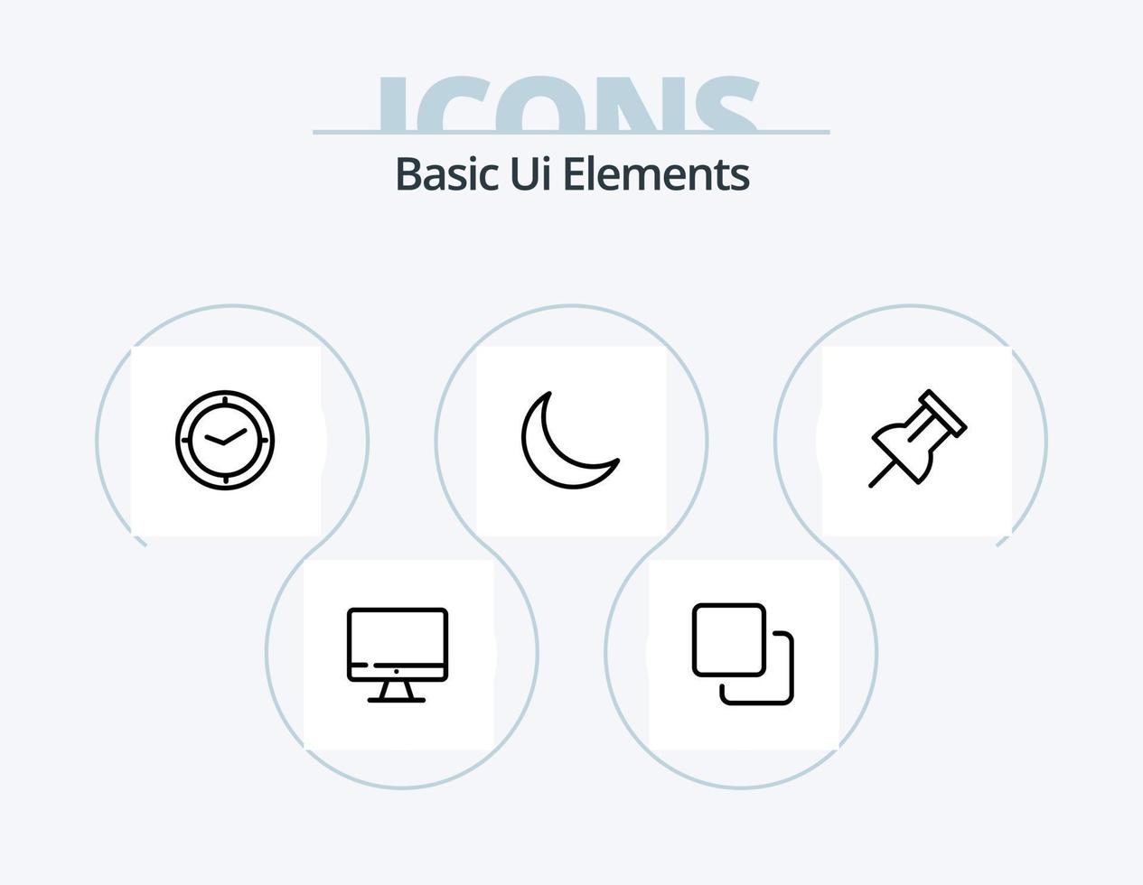Basic Ui Elements Line Icon Pack 5 Icon Design Charg Computer Bag