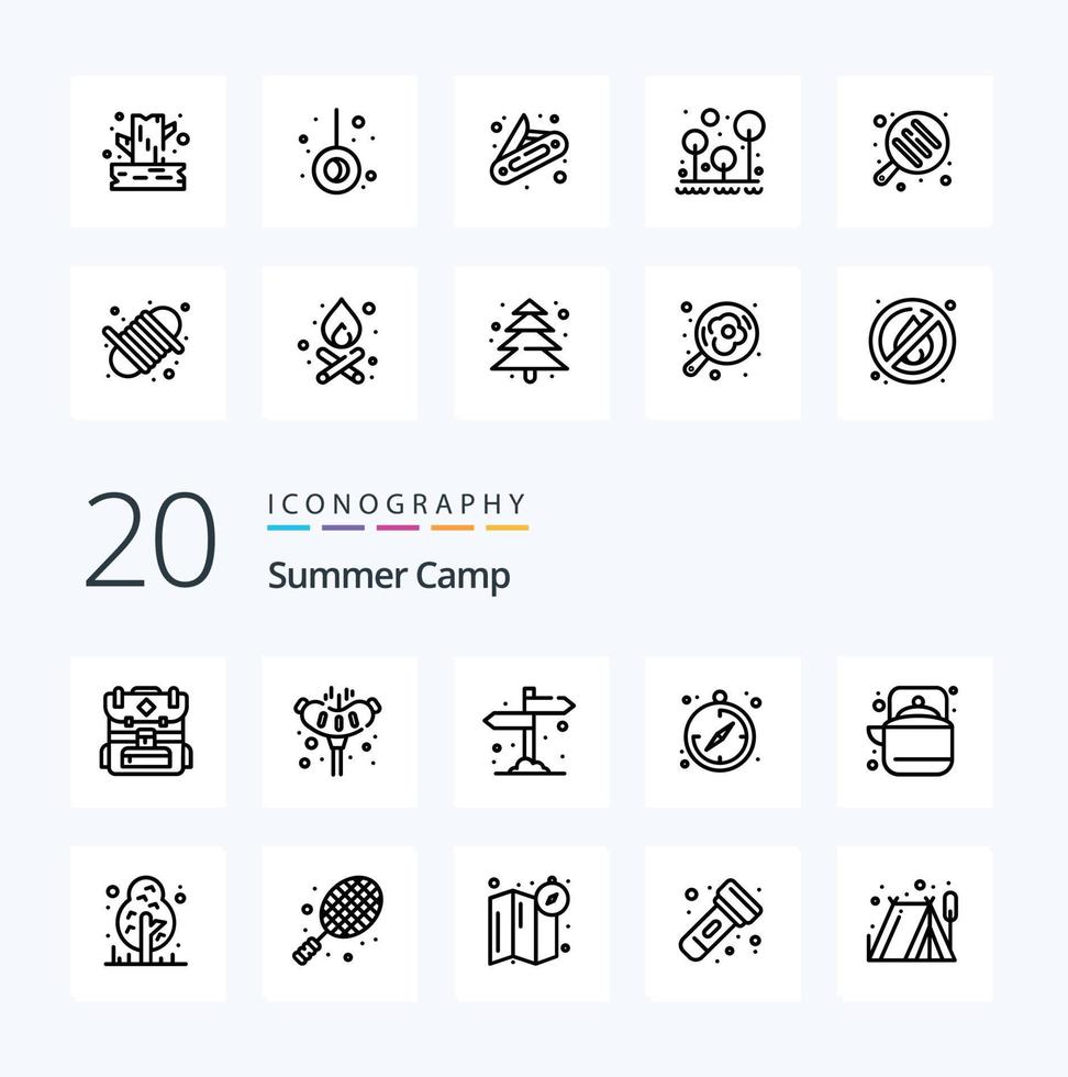 20 Summer Camp Line Icon Pack Like Tea Outdoor Camping Camping Compass