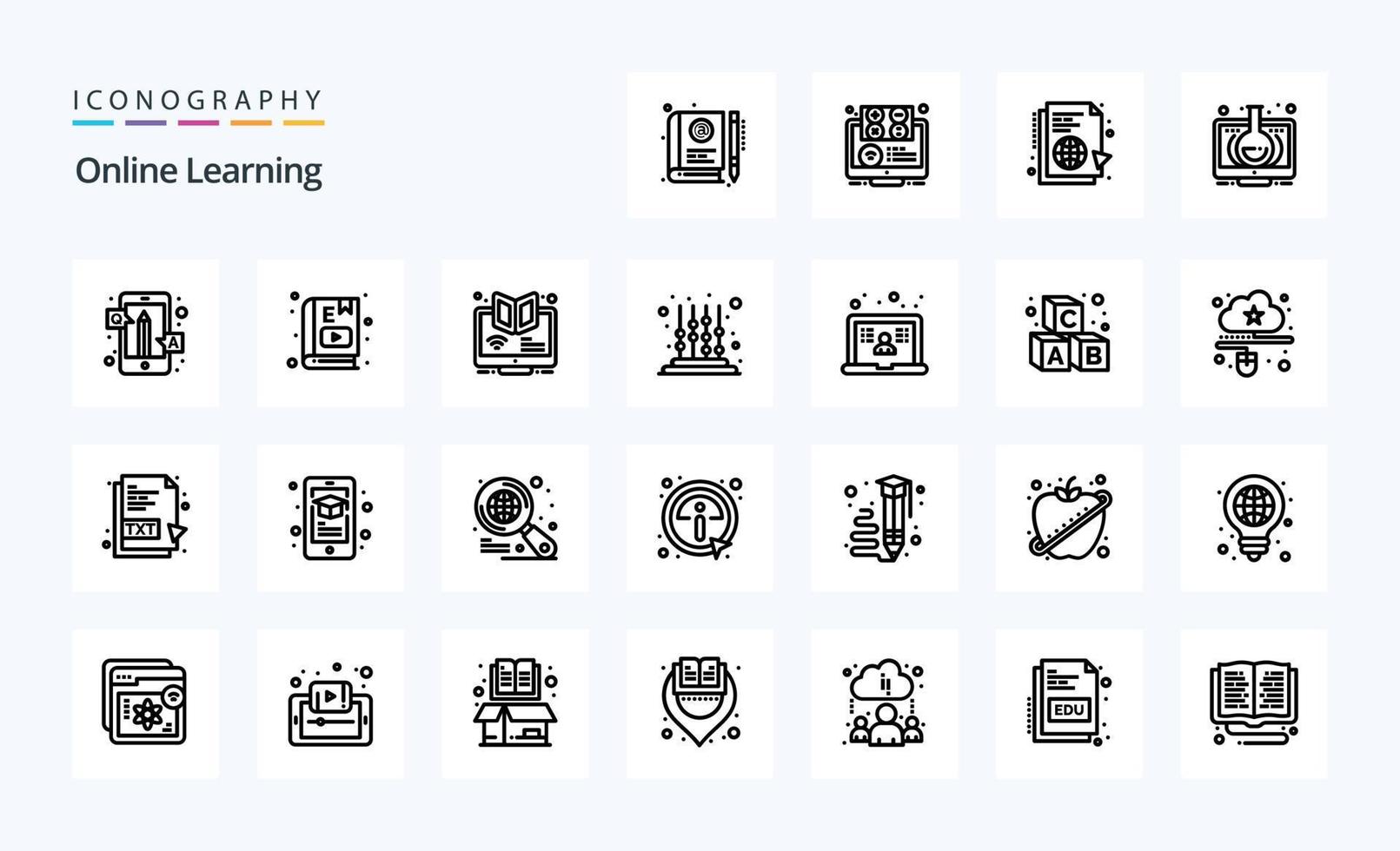 25 Online Learning Line icon pack 19223035 Vector Art at Vecteezy