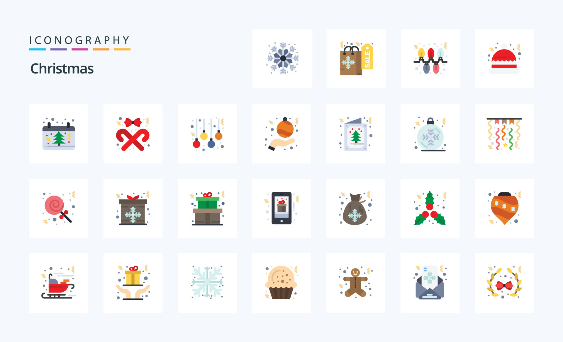 25 Christmas Flat color icon pack 19223410 Vector Art at Vecteezy