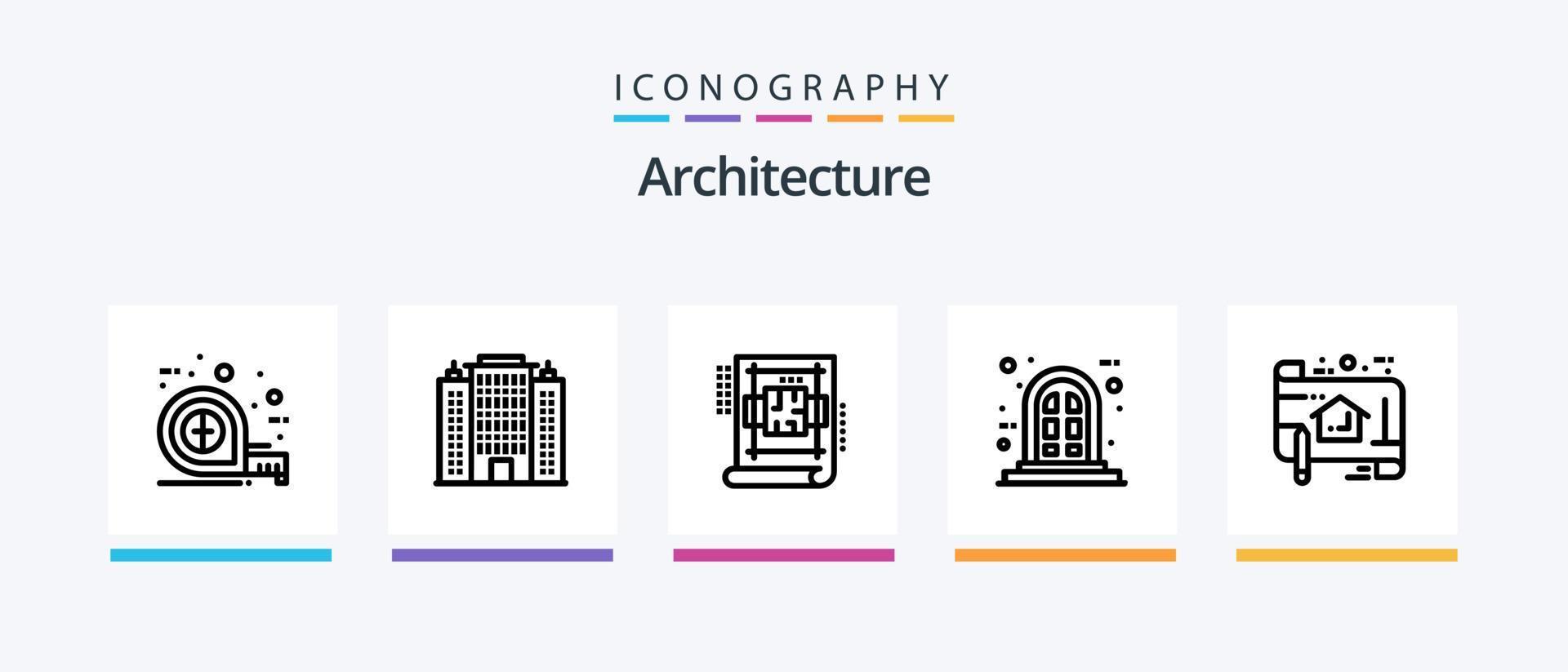 Architecture Line 5 Icon Pack Including plan. map. plan. document. bank ...