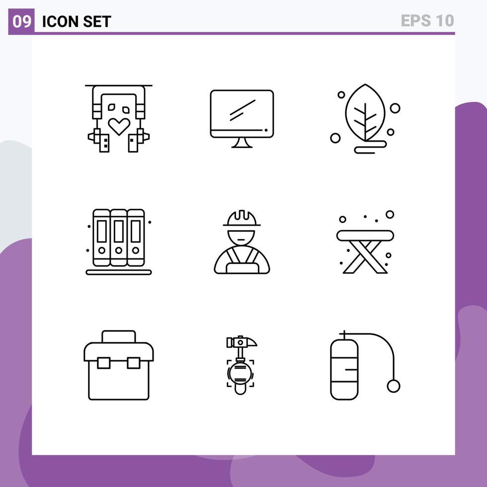 9 Thematic Vector Outlines And Editable Symbols Of Construction Library Pc Education Science