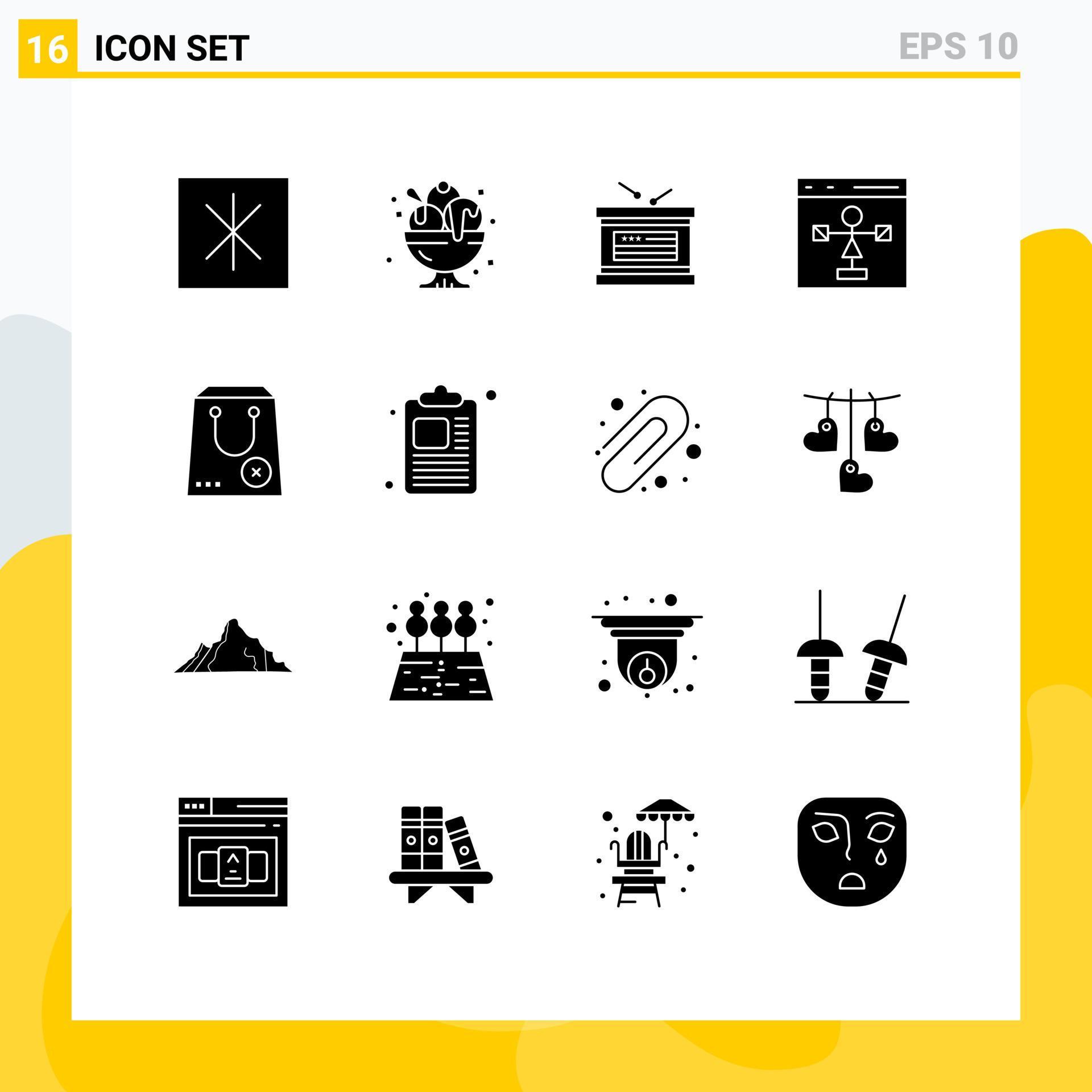 16 Thematic Vector Solid Glyphs And Editable Symbols Of Buy Flowchart Drum Development Coding