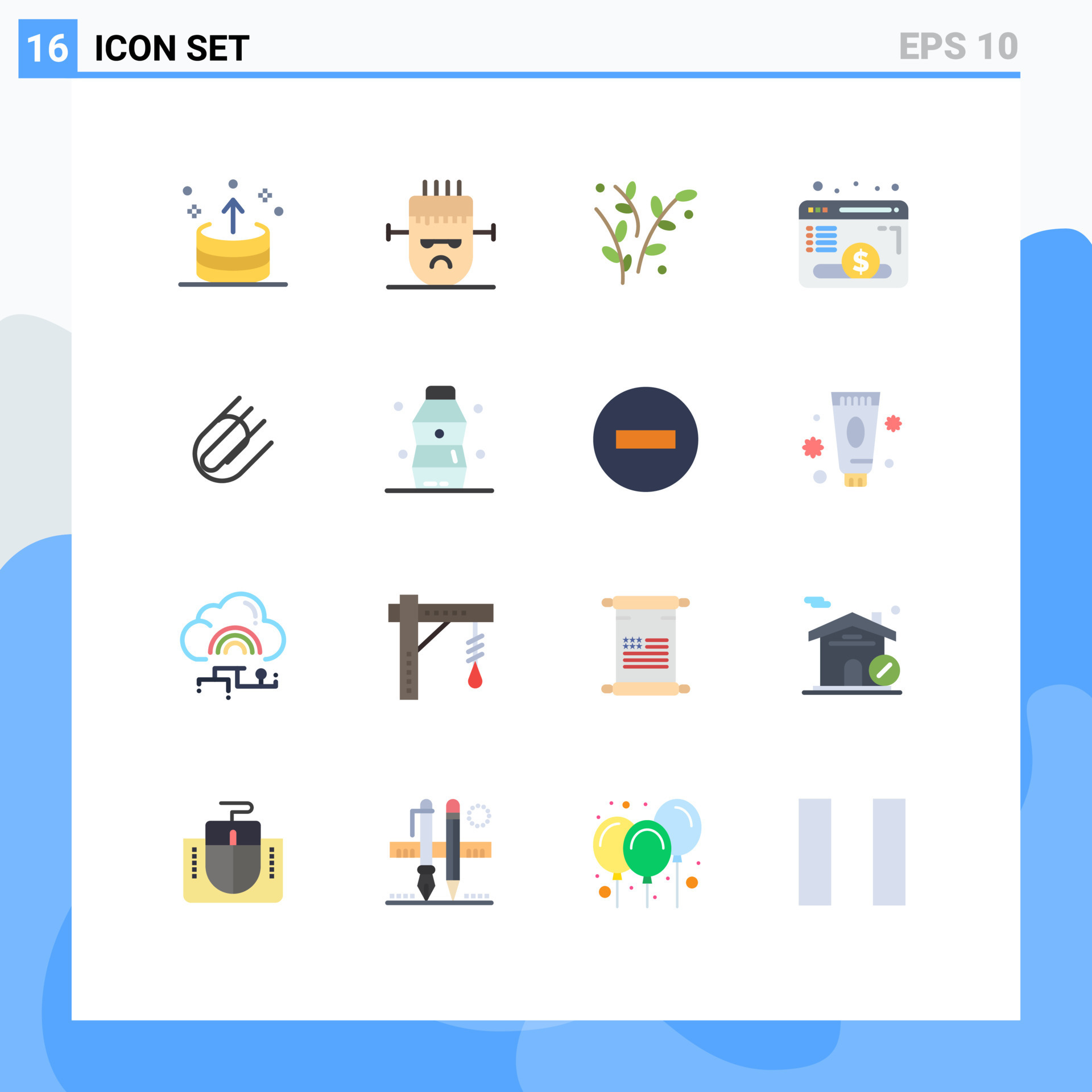 Set Of 16 Modern Ui Icons Symbols Signs For Attachment Website Mask Webpage Spring Editable Pack