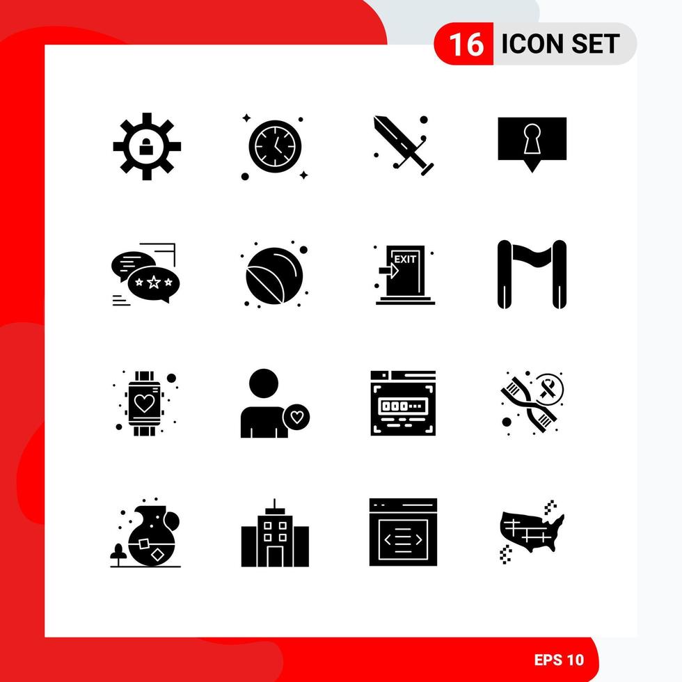 Set of 16 Modern UI Icons Symbols Signs for messages communication fencing chat private Editable ...
