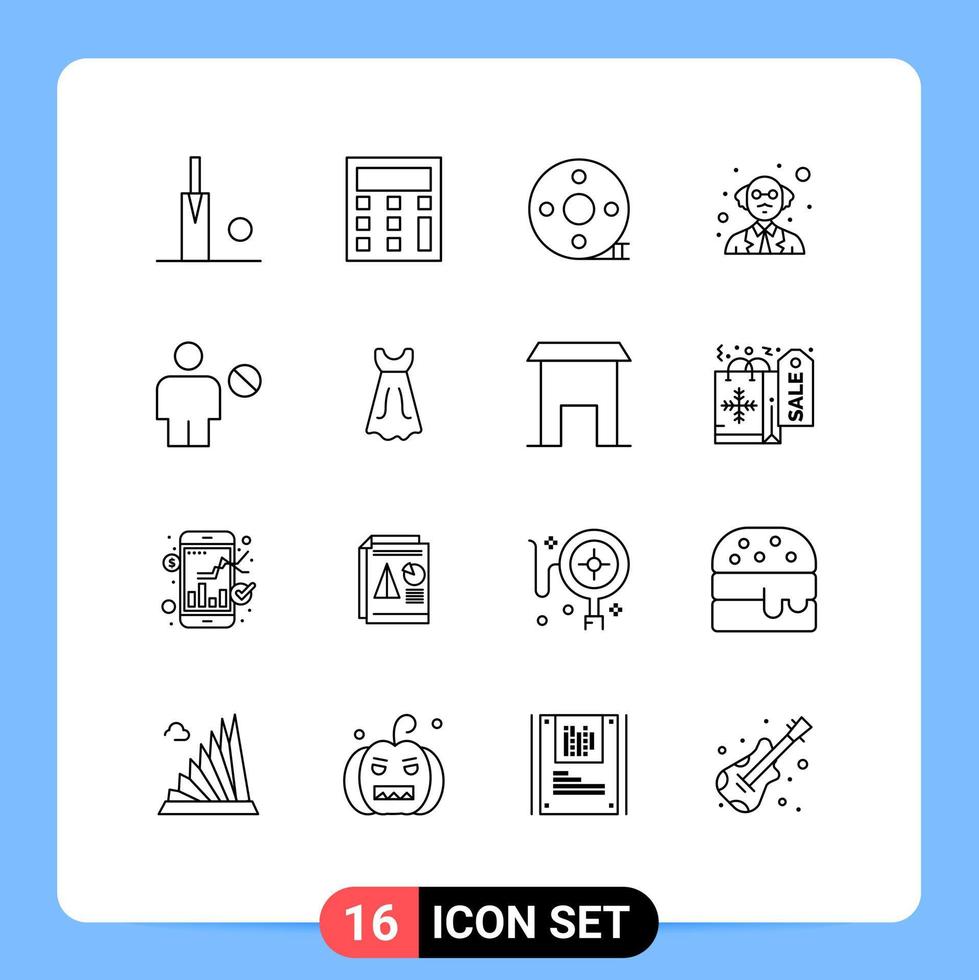 Pack Of 16 Modern Outlines Signs And Symbols For Web Print Media Such As Denied Blocked Clapper