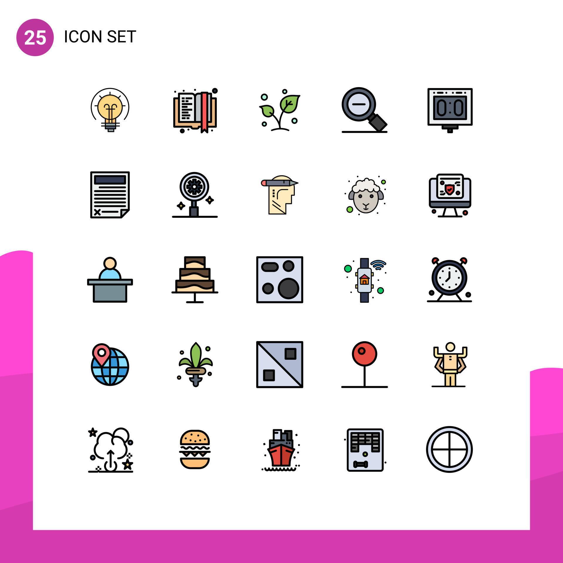 Stock Vector Icon Pack of 25 Line Signs and Symbols for zoom magnifying ...