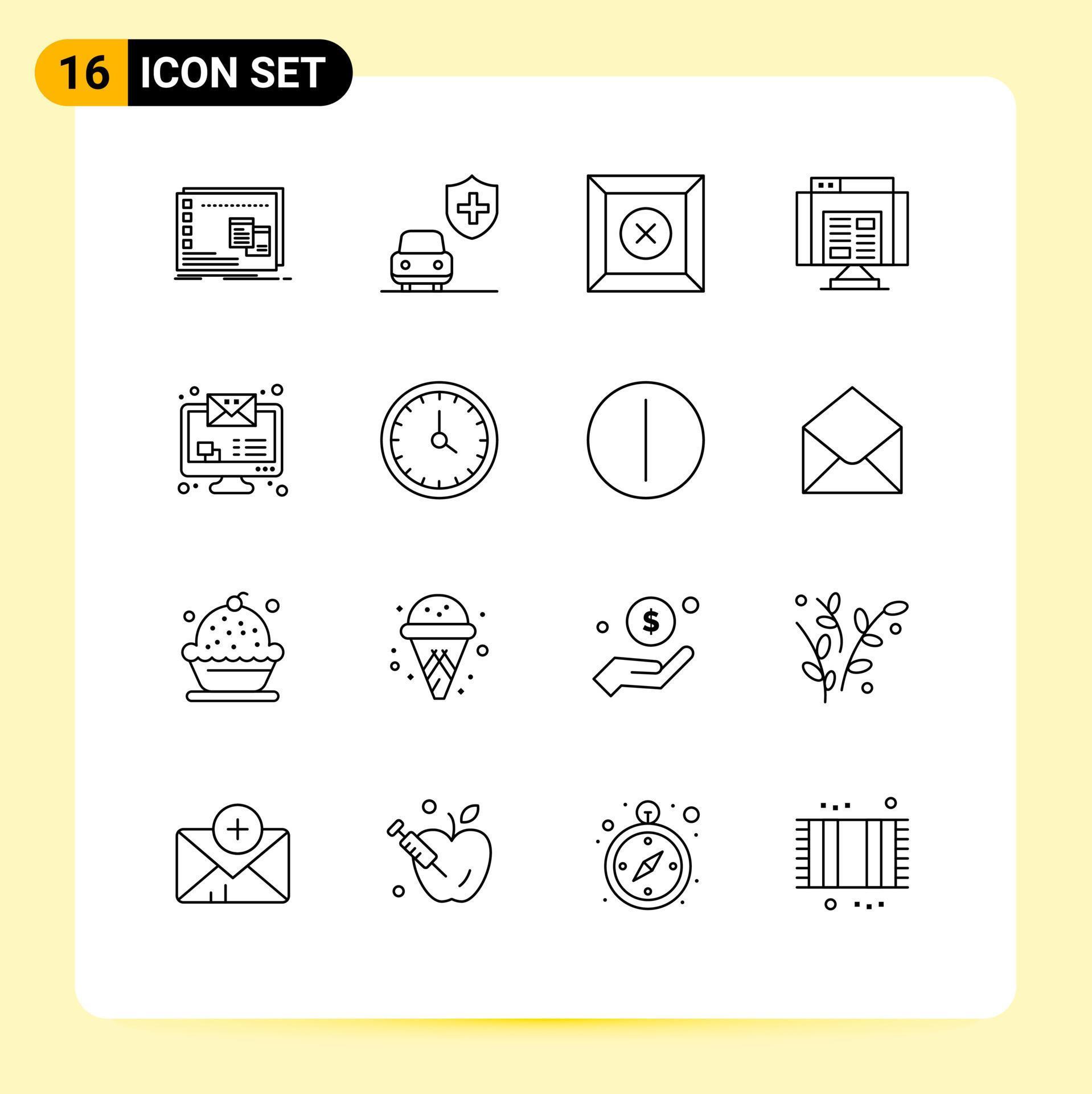 16 Universal Outlines Set For Web And Mobile Applications Monitor Email Imac Box Web Browser