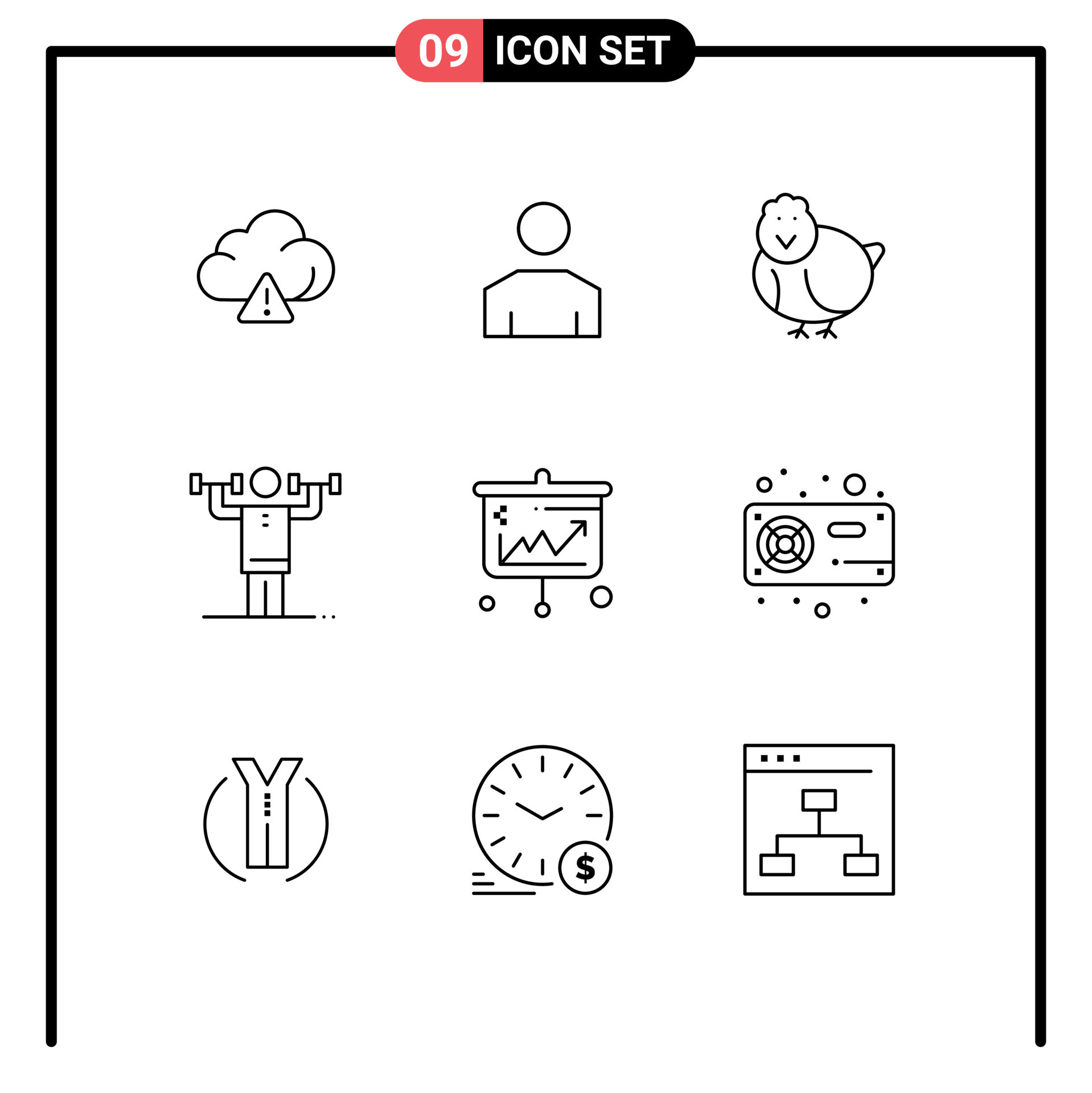 9 Thematic Vector Outlines And Editable Symbols Of Arrows Strength