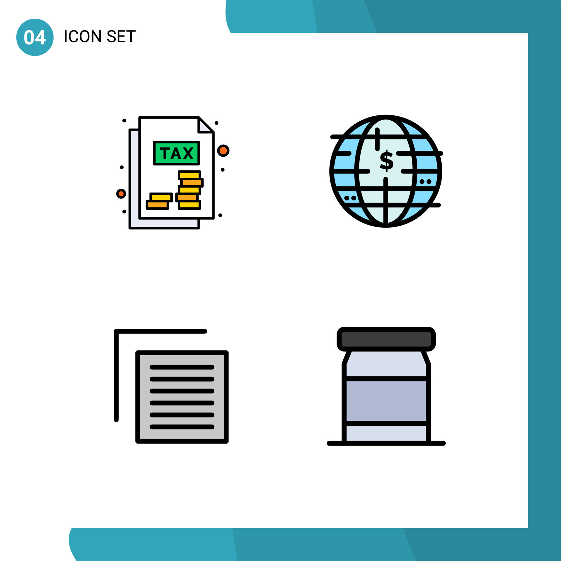 4 User Interface Filledline Flat Color Pack Of Modern Signs And Symbols Of Document User Future