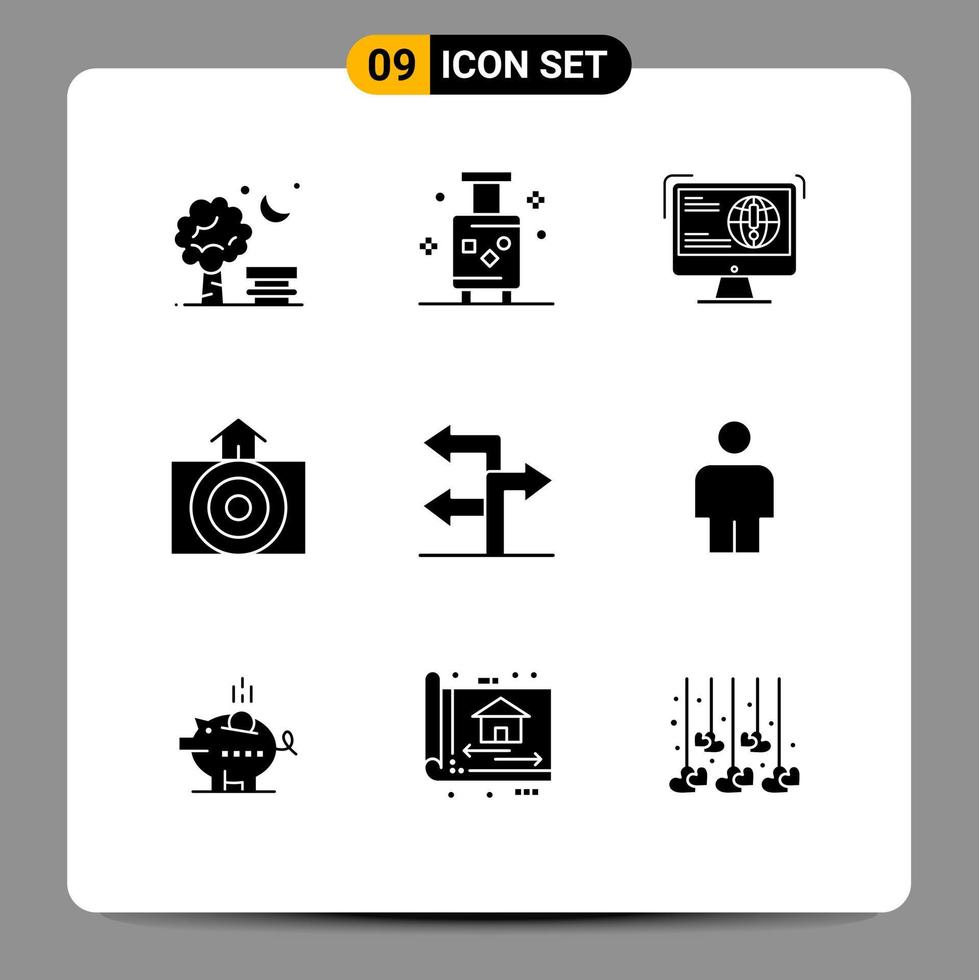 Pictogram Set of 9 Simple Solid Glyphs of nature earthquake summer web development Editable ...